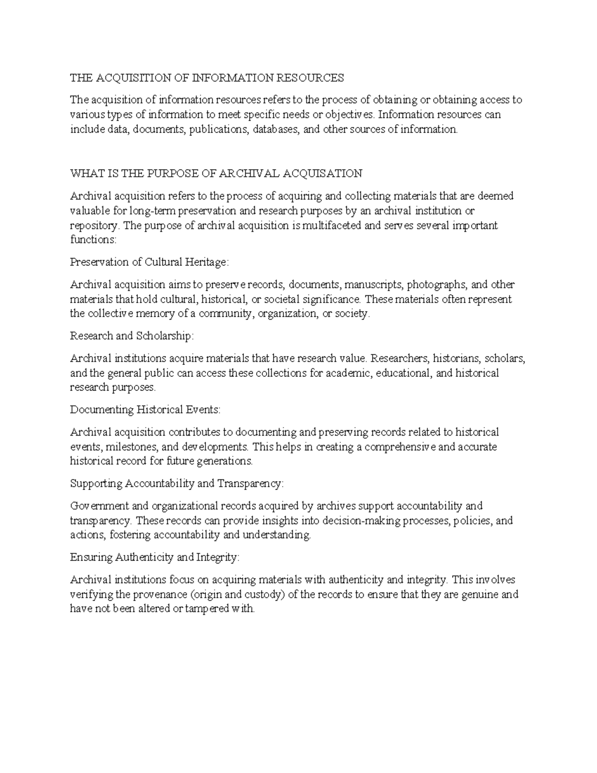 THE Acquisition OF Information Resources - THE ACQUISITION OF ...