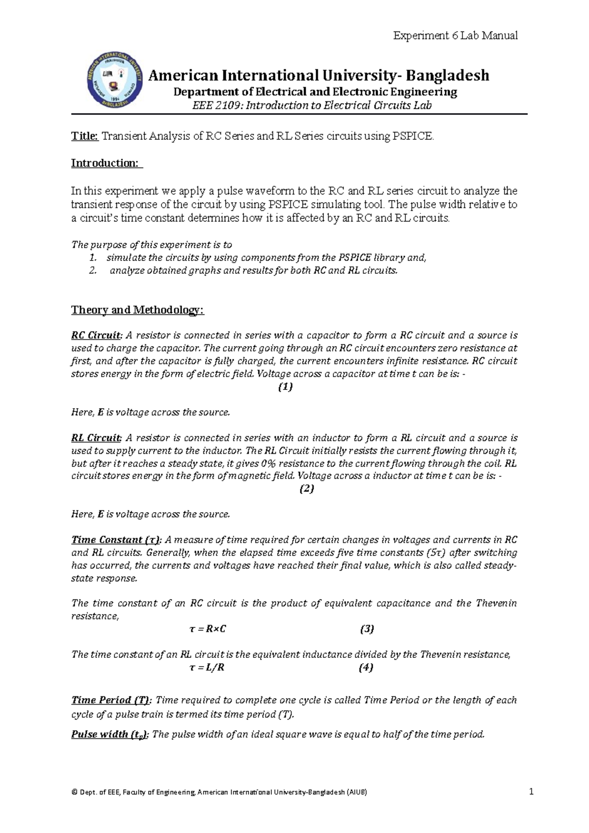 IEC Exp 6 Student Manual - Experiment 6 Lab Manual American ...