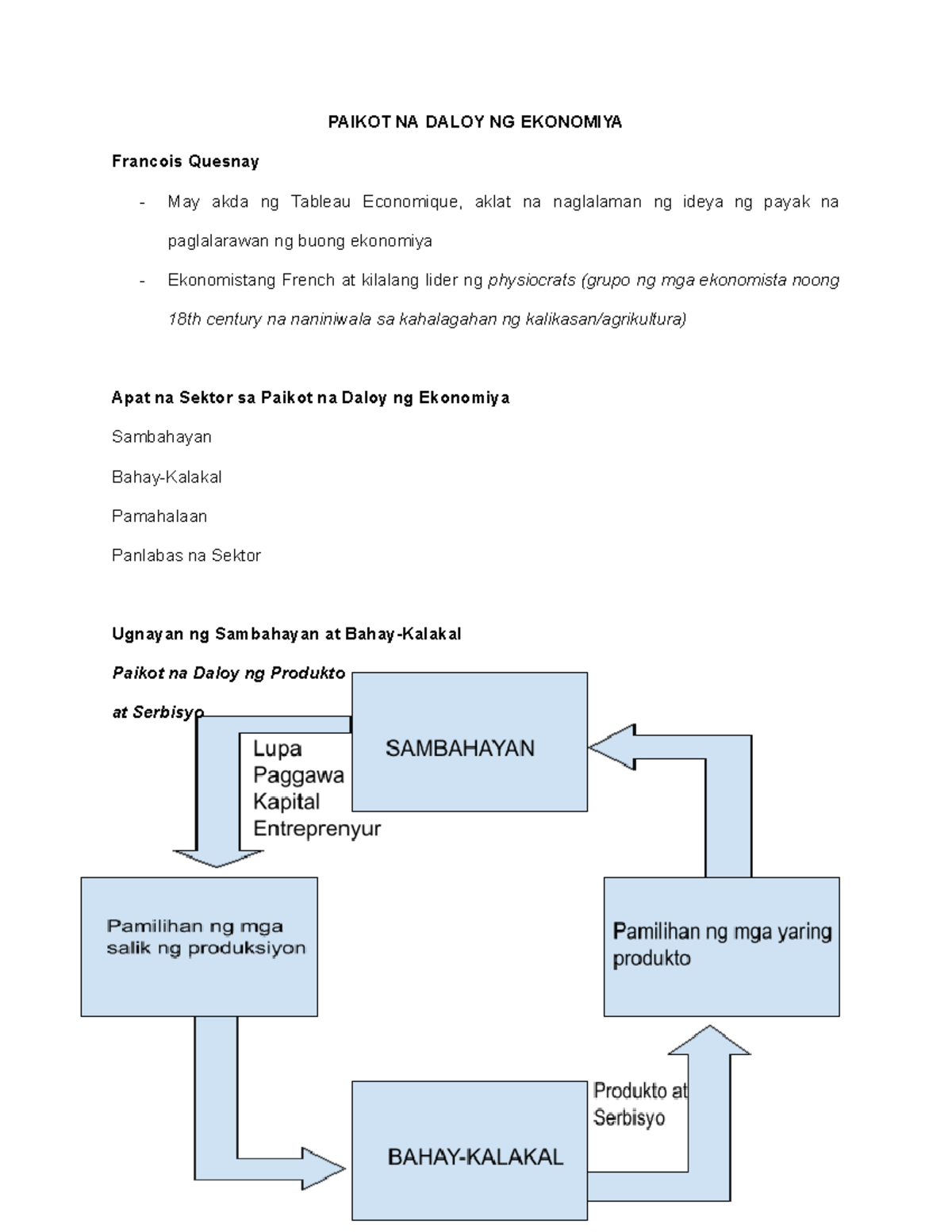 Paikot NA Daloy NG Ekonomiya 1 - PAIKOT NA DALOY NG EKONOMIYA Francois ...