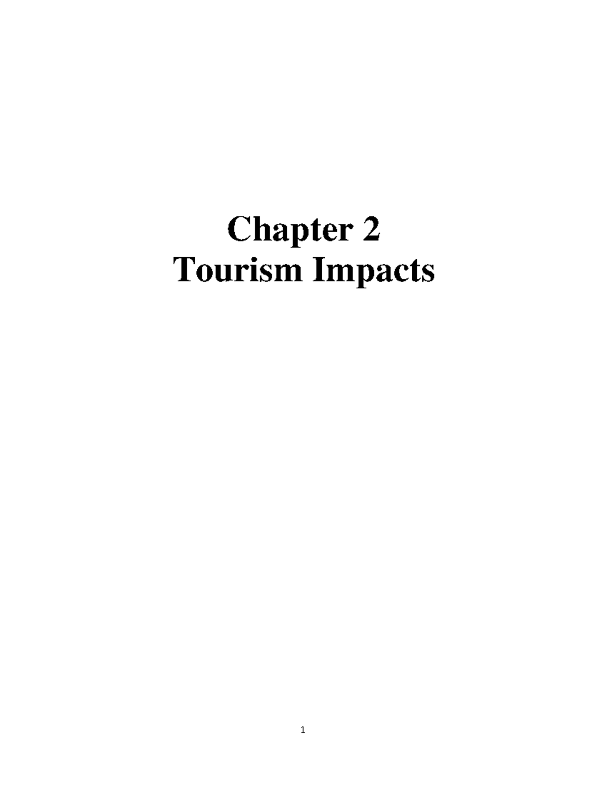 Content Of Chapter 2 Tourism Development Chapter 2 Tourism Impacts