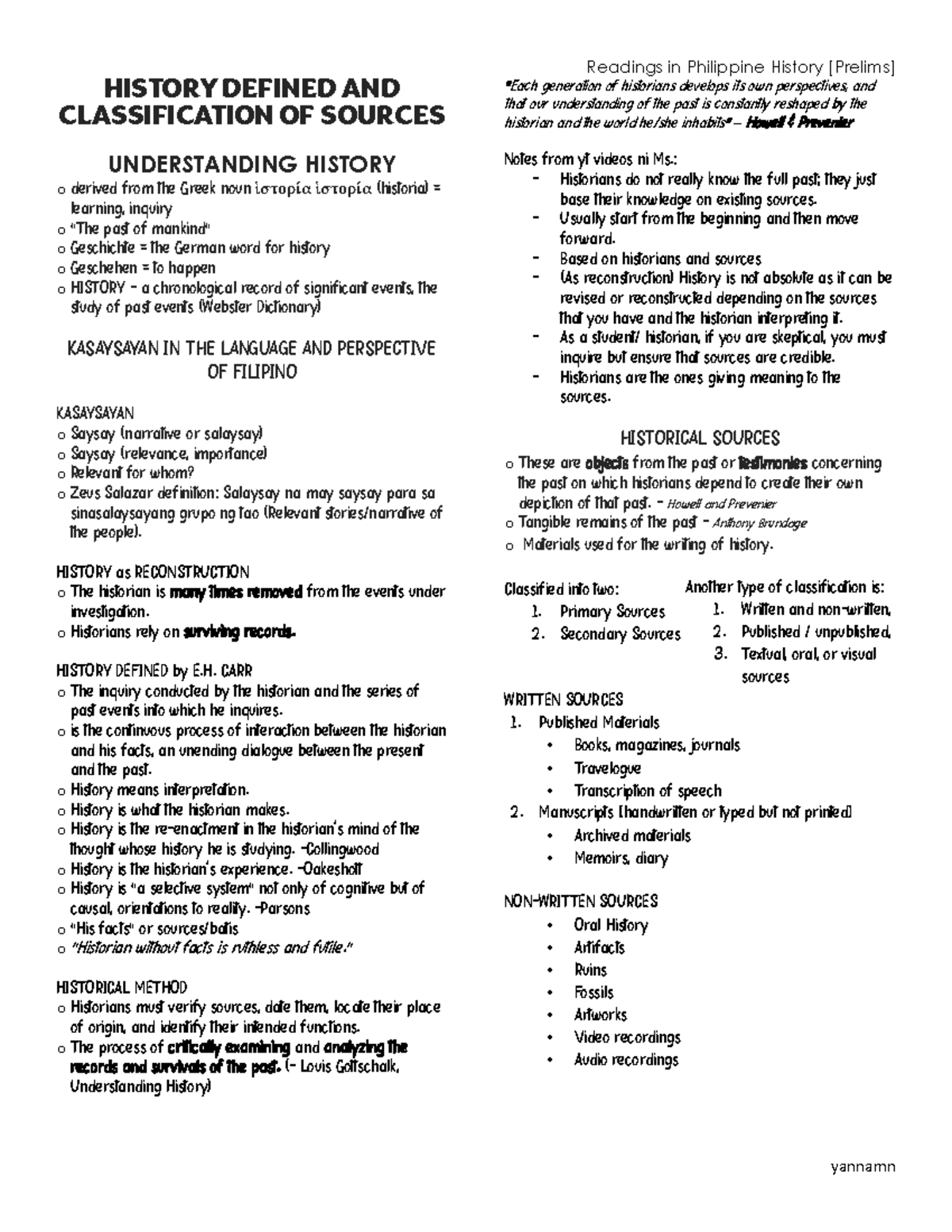 RPH reviewer [prelim] - covers understanding history, sources ...