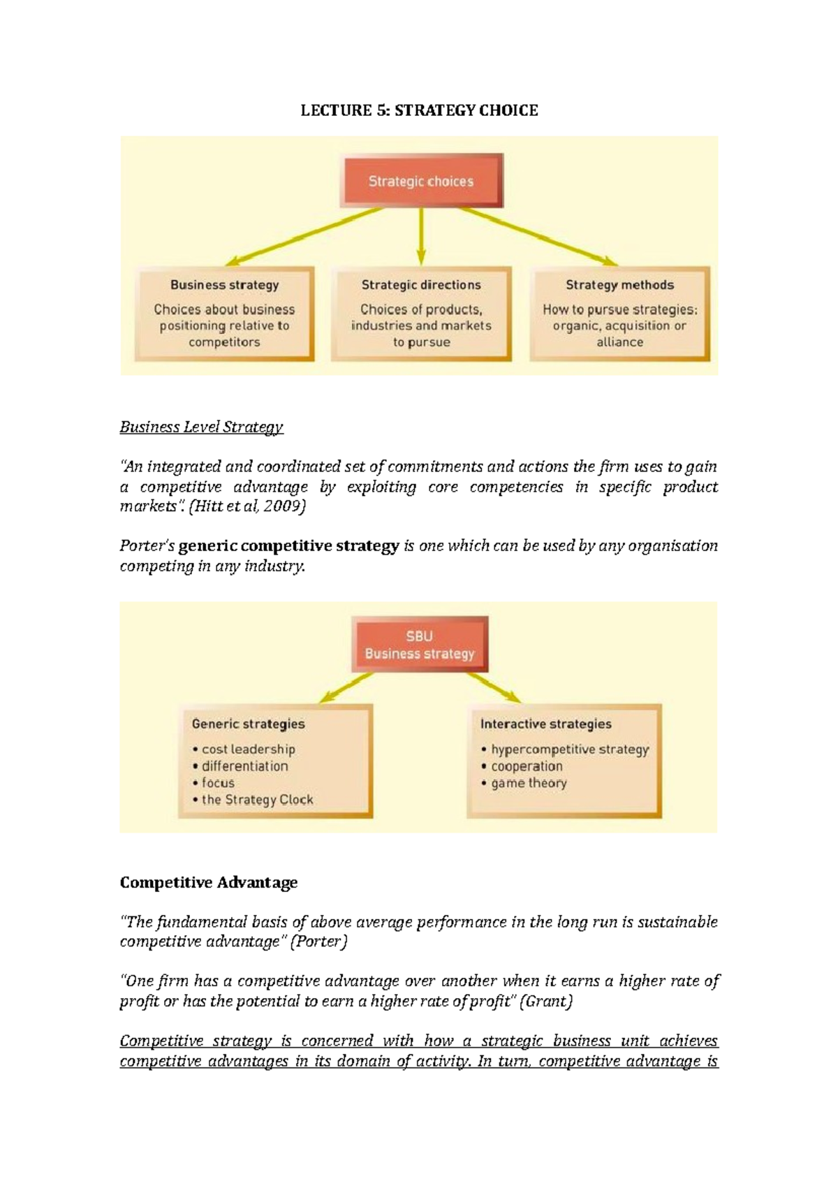 Strategy Choice - LECTURE 5: STRATEGY CHOICE Business Level Strategy ...