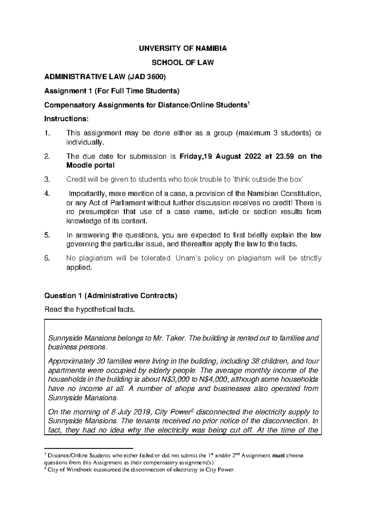 Full Time Assignment 1 2022 Compensatary Assignments for Online ...