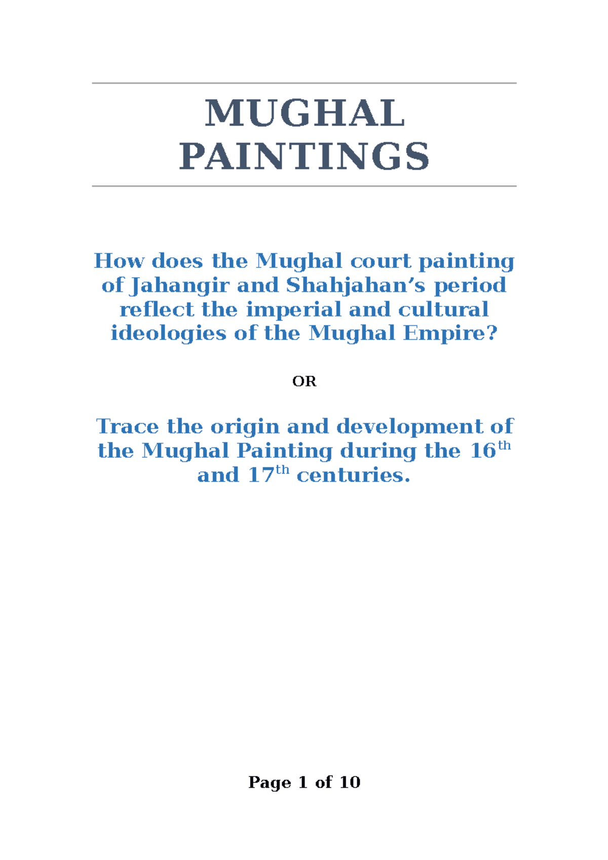 Mughal Paintings - Very good - MUGHAL PAINTINGS How does the Mughal ...