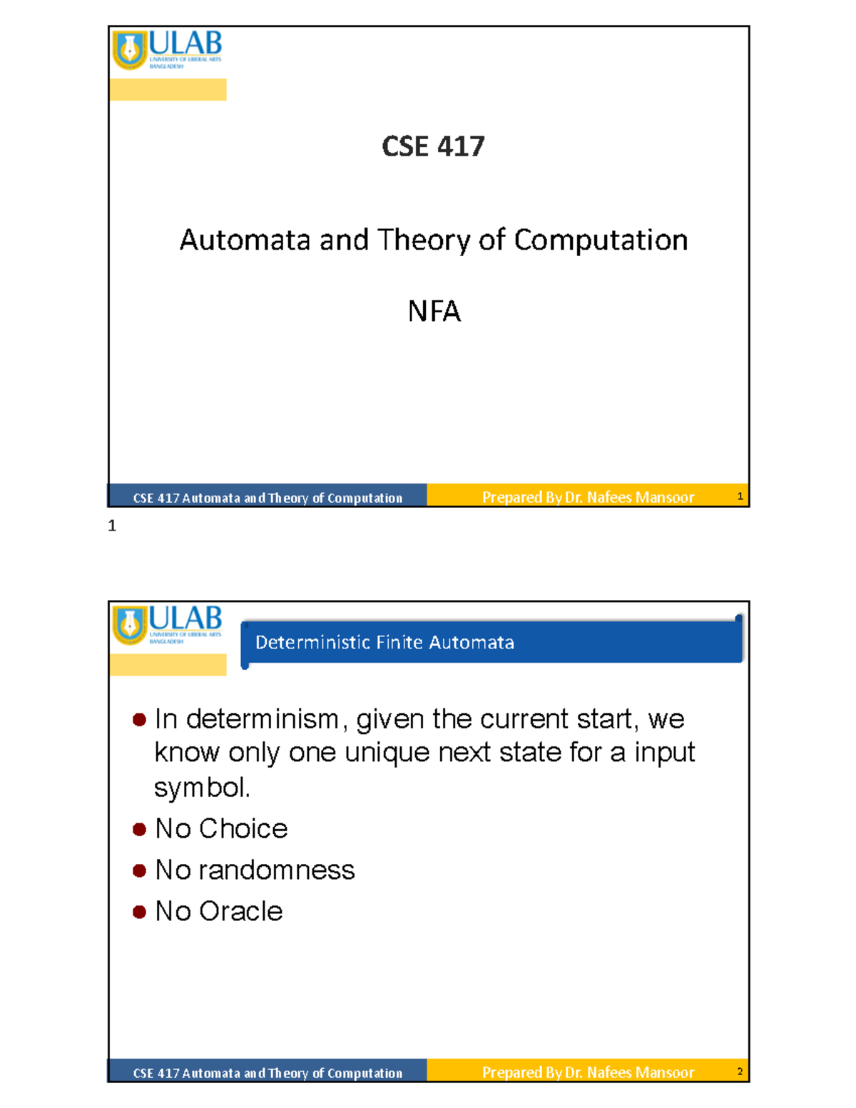 Cse 417 Lecture Nfa Cse 417 Automata And Theory Of Computation