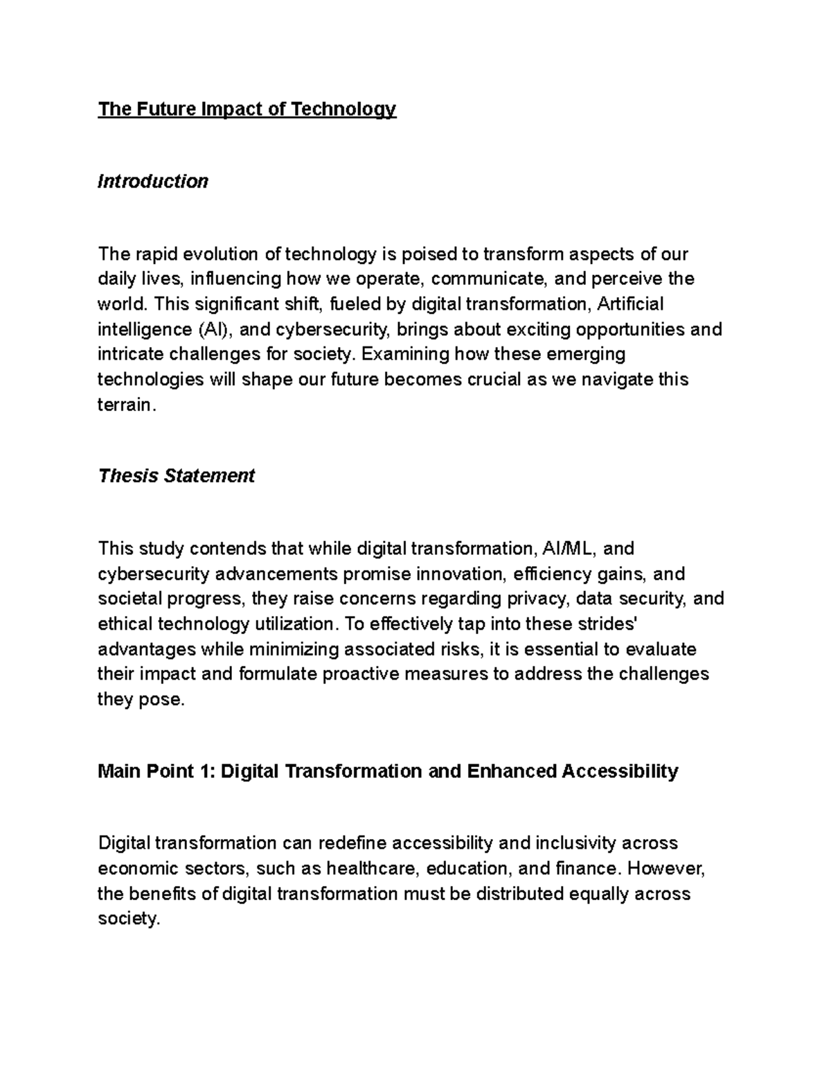 The Future Impact of Technology 1 - The Future Impact of Technology ...