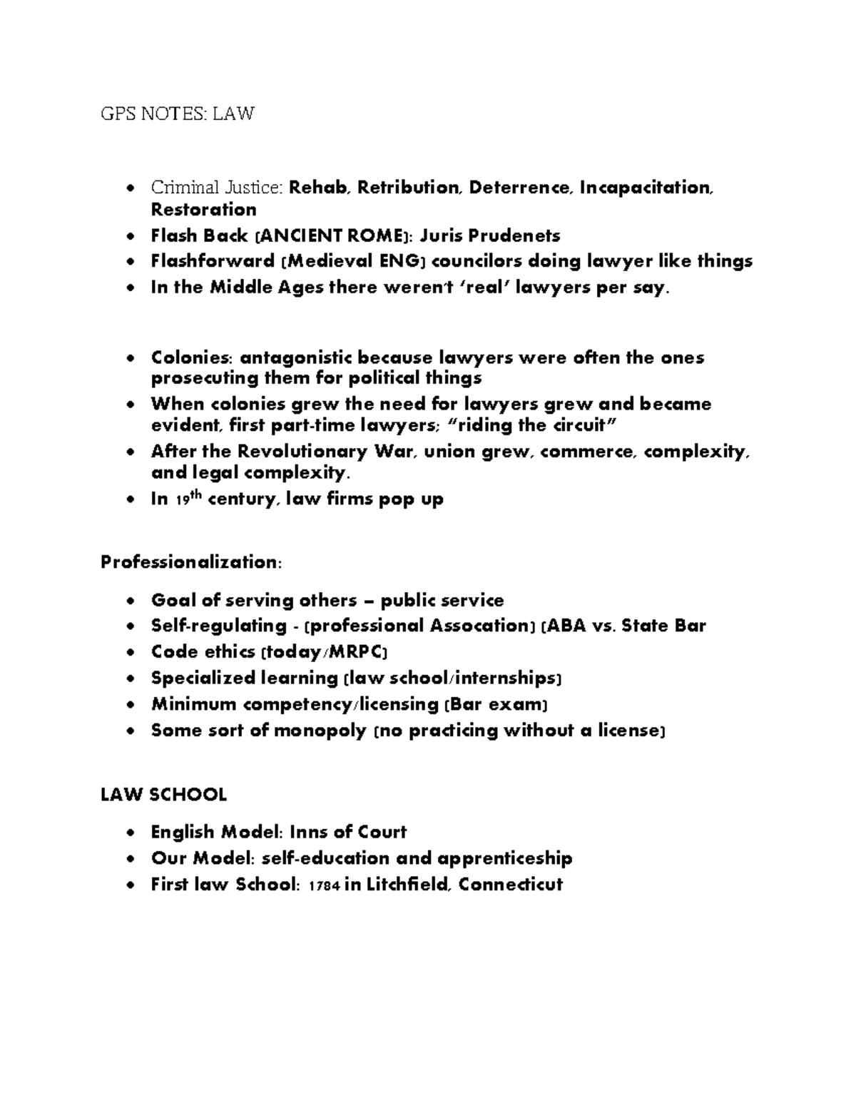 GPS LAW Notes - professor olson and dr. cathcart - GPS NOTES: LAW ...
