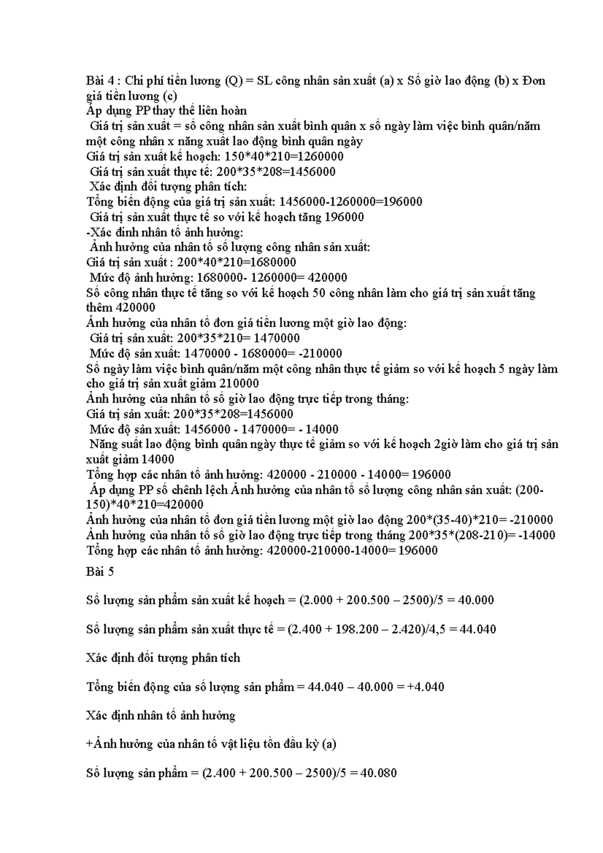 Hồ Quốc Bảo - sdsdsd - Bài 4 : Chi phí tiền lương (Q) = SL công nhân ...