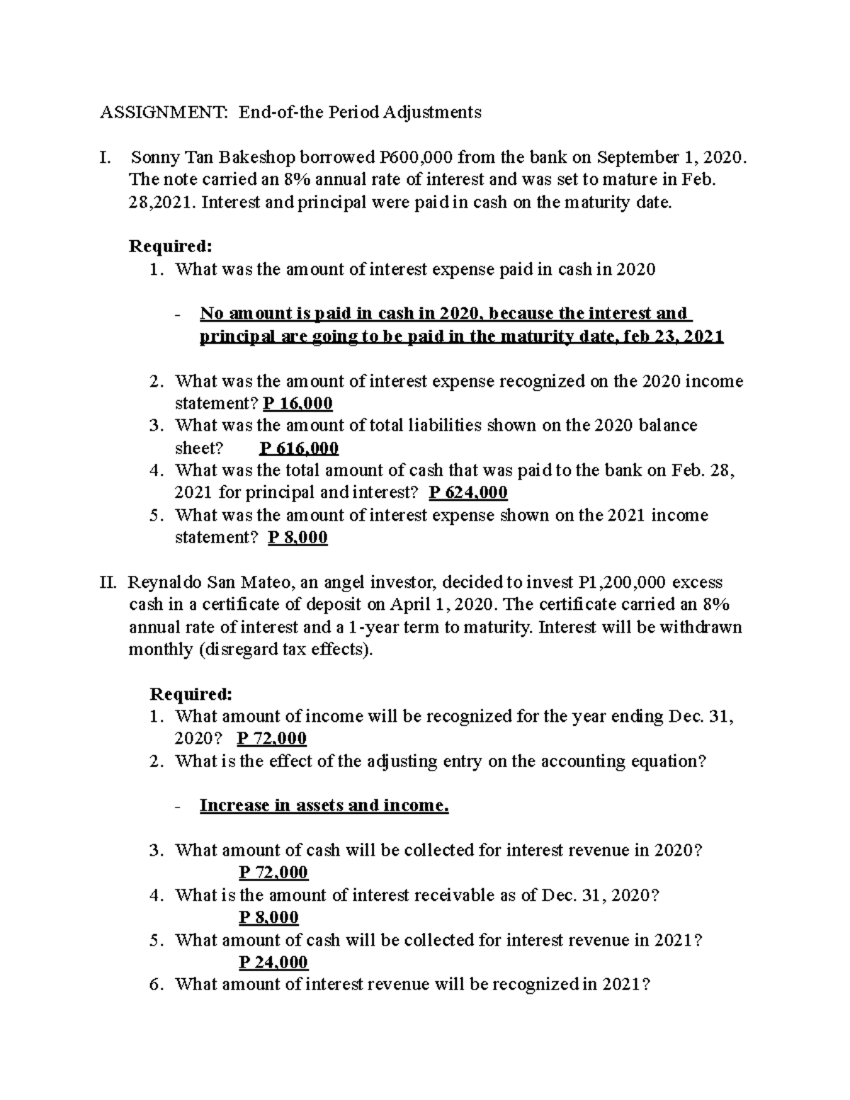Assignment - End-of-the Period Adjustments - Conceptual Framework of ...