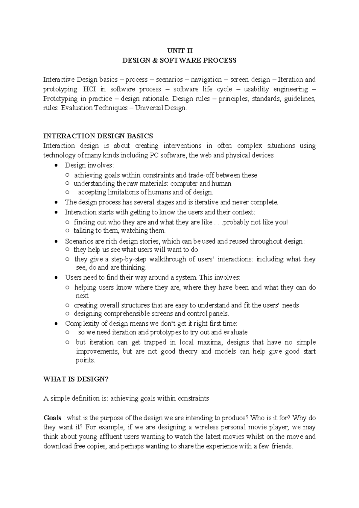 UNIT II Notes - Unit 2 material - UNIT II DESIGN SOFTWARE PROCESS ...