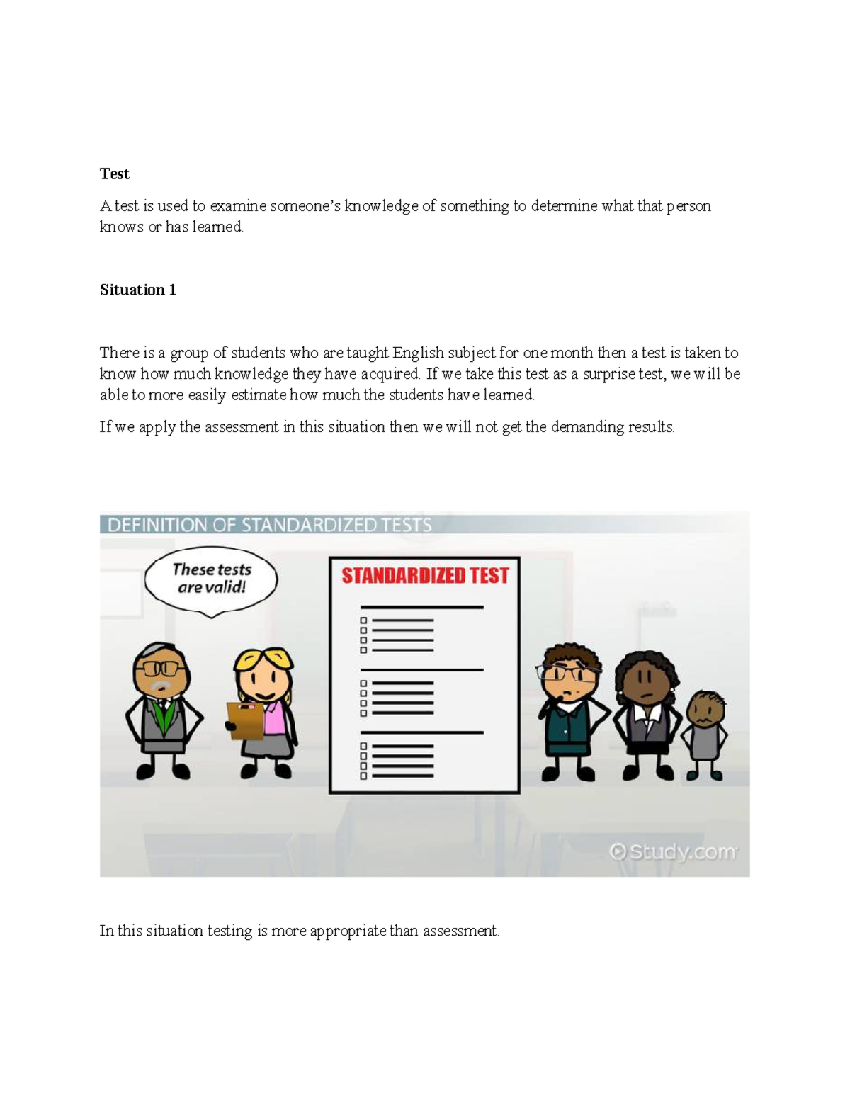 Testing - Psychology - Test A test is used to examine someone’s ...