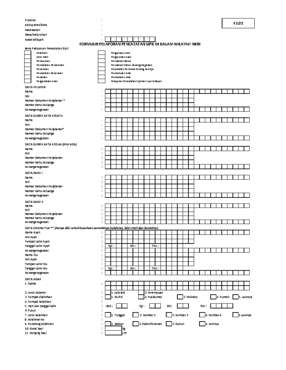 Formulir F2.01 - form perikanan - : : : : : Kelahiran Pengakuan Anak ...