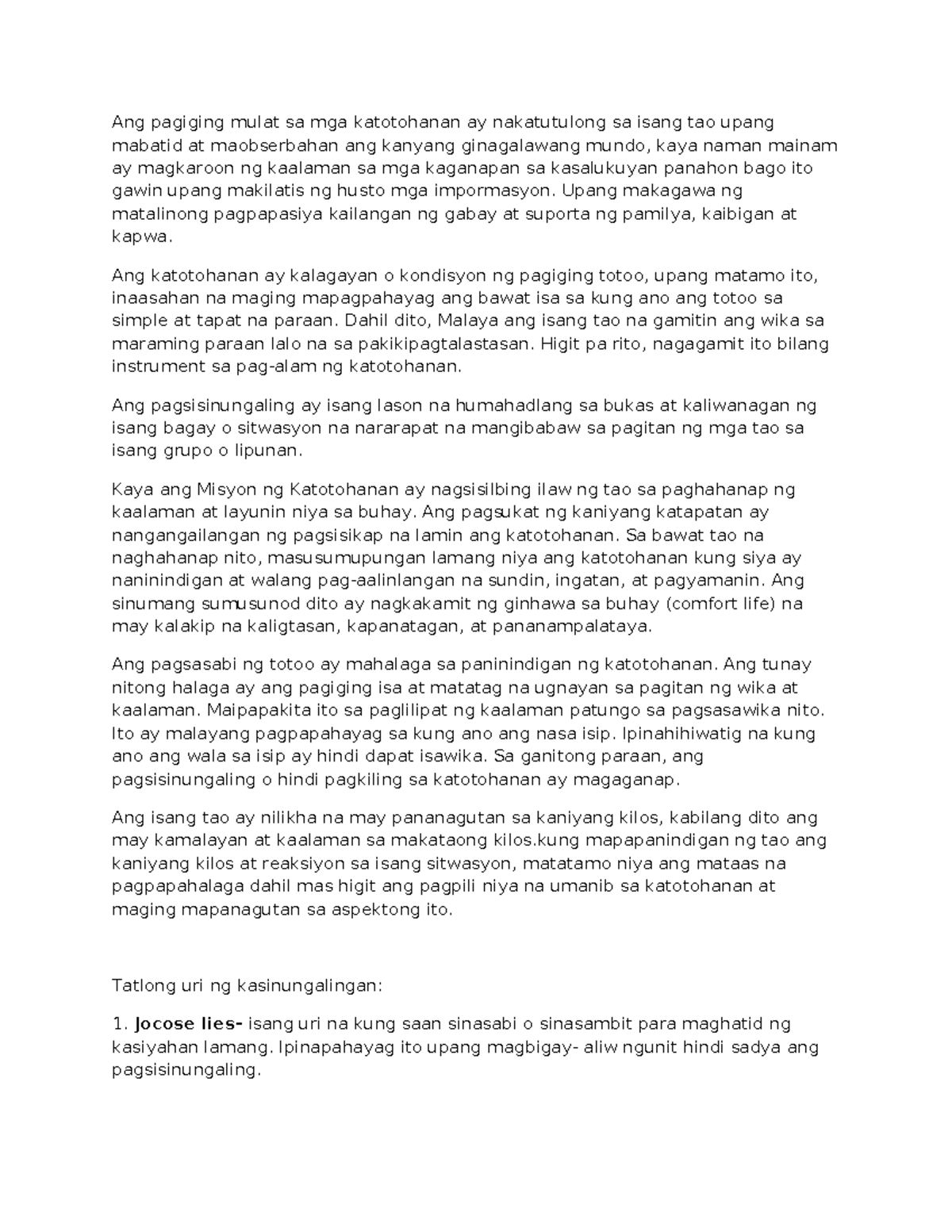 Topic 3-Edukasyon sa pagpapakatao Grade 10 - Ang pagiging mulat sa mga ...