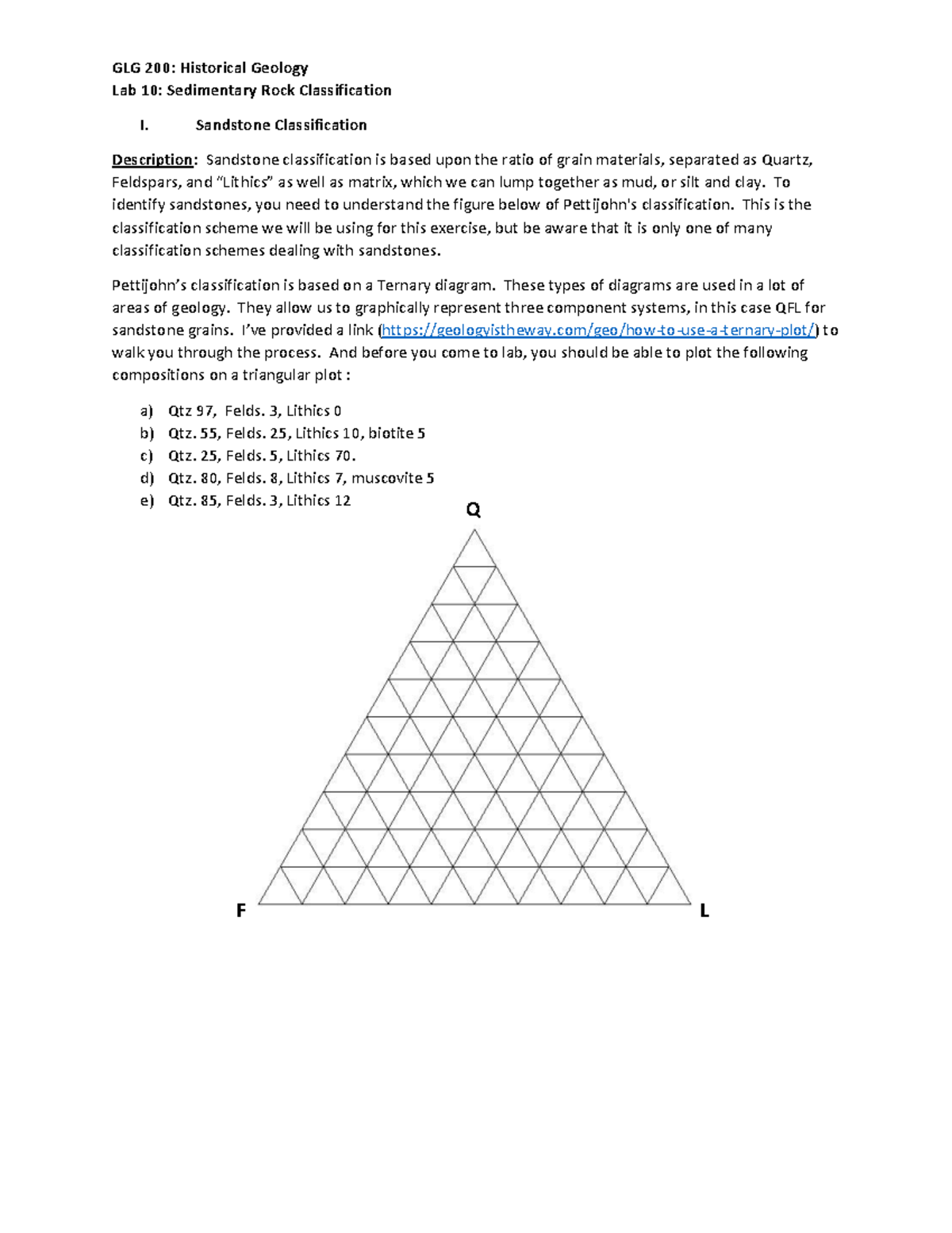 Pre Lab 10 Sed Rock Classification - GLG 200: Historical Geology Lab 10 ...