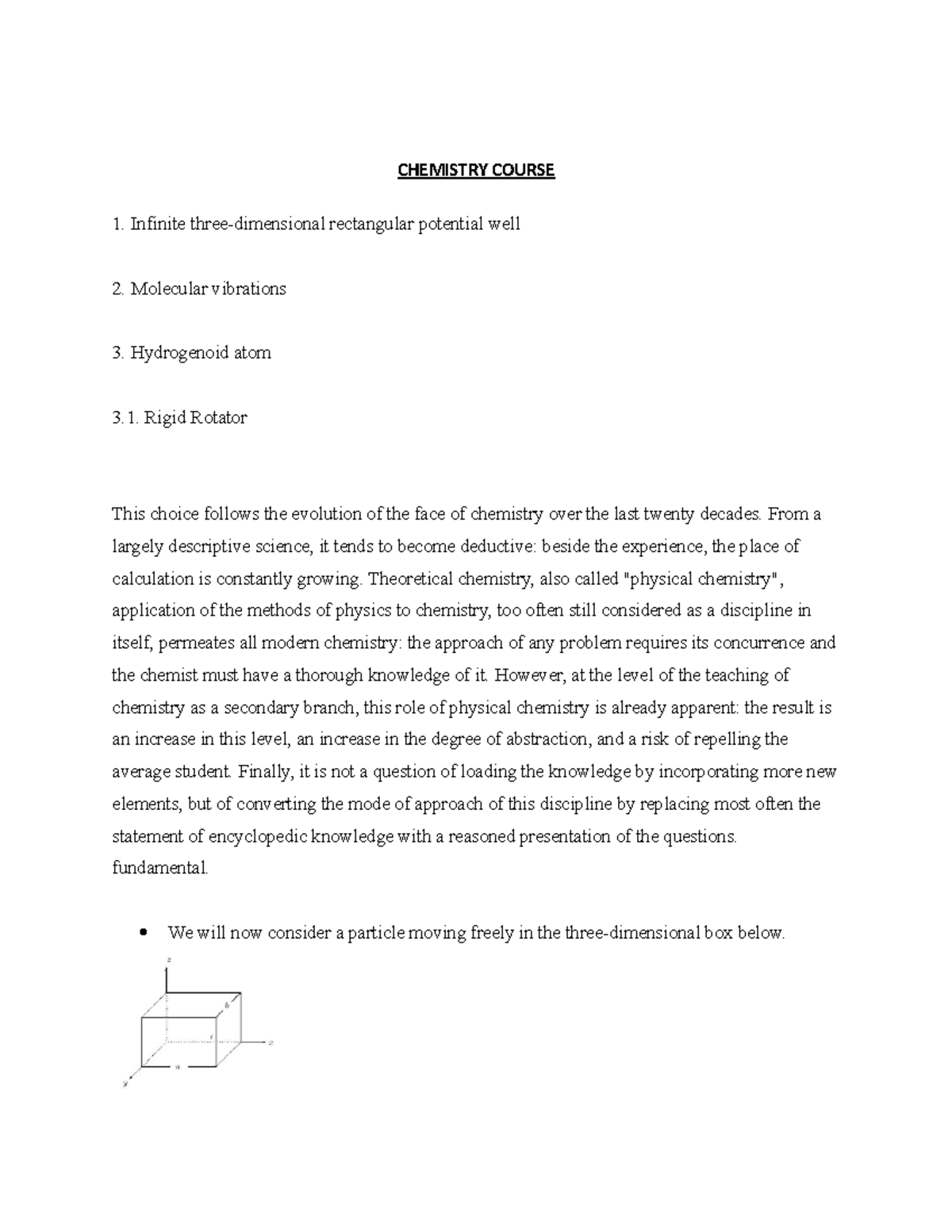 Chemistry Course - 1. Infinite three-dimensional rectangular potential ...