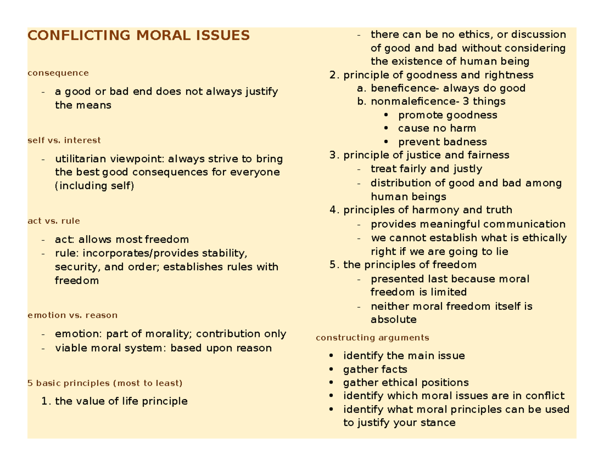 Conflicting Moral Issues (5 basic principles) - AB Foreign Service ...