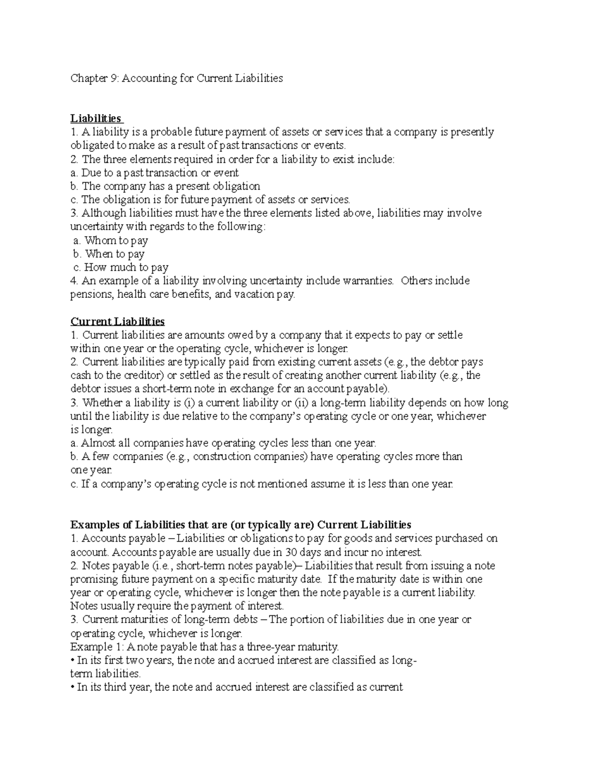 Chapter 9 Accounting for Current Liabilities - Chapter 9: Accounting ...