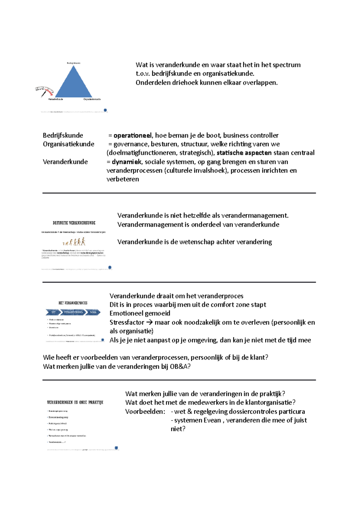Samenvatting Veranderkunde - Wat is veranderkunde en waar staat het in ...
