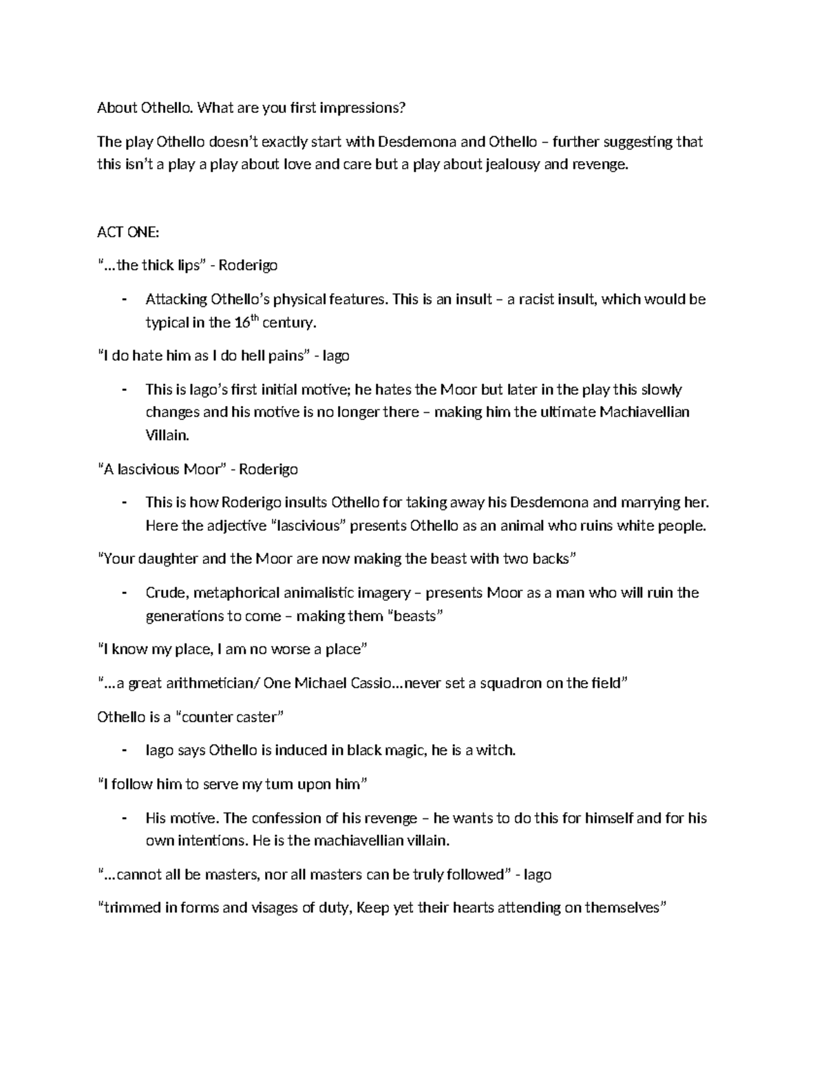 Othello quotations - yay - About Othello. What are you first ...