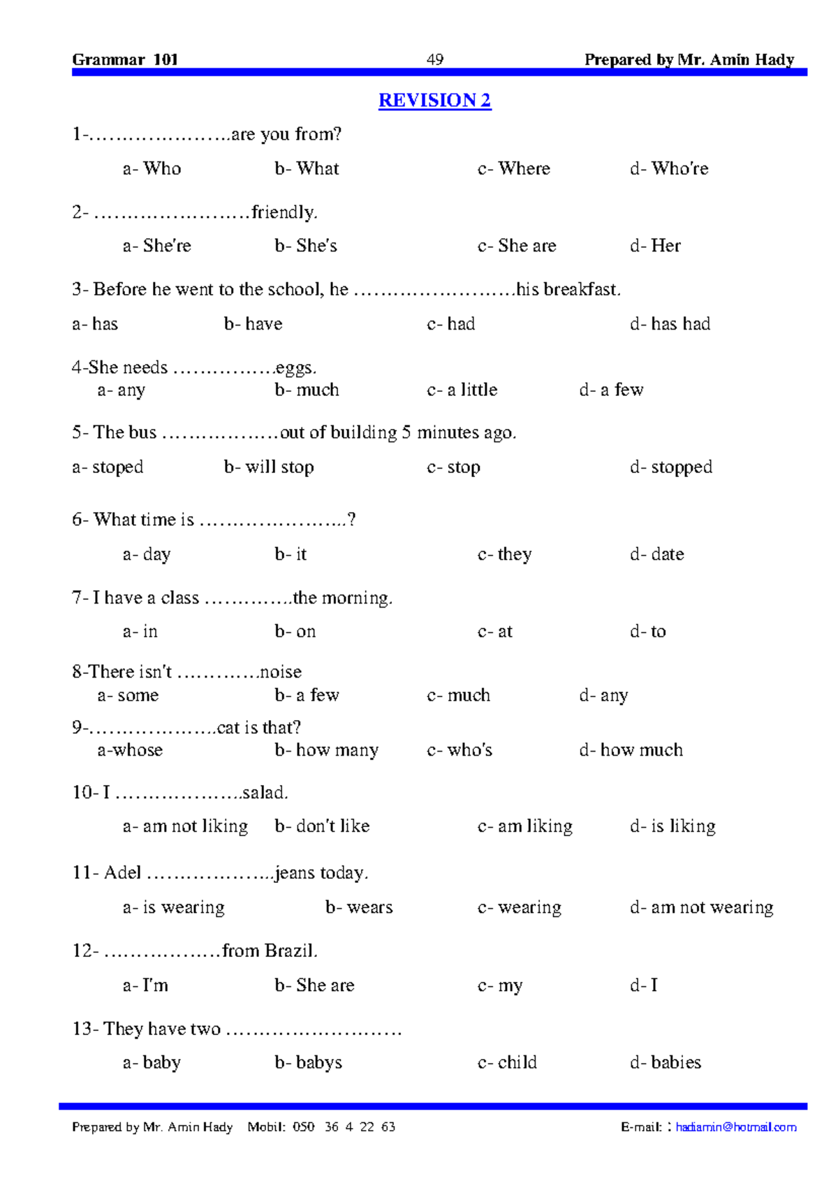 101 Grammar-49 - Improve english skills - Grammar 101 Prepared by Mr ...