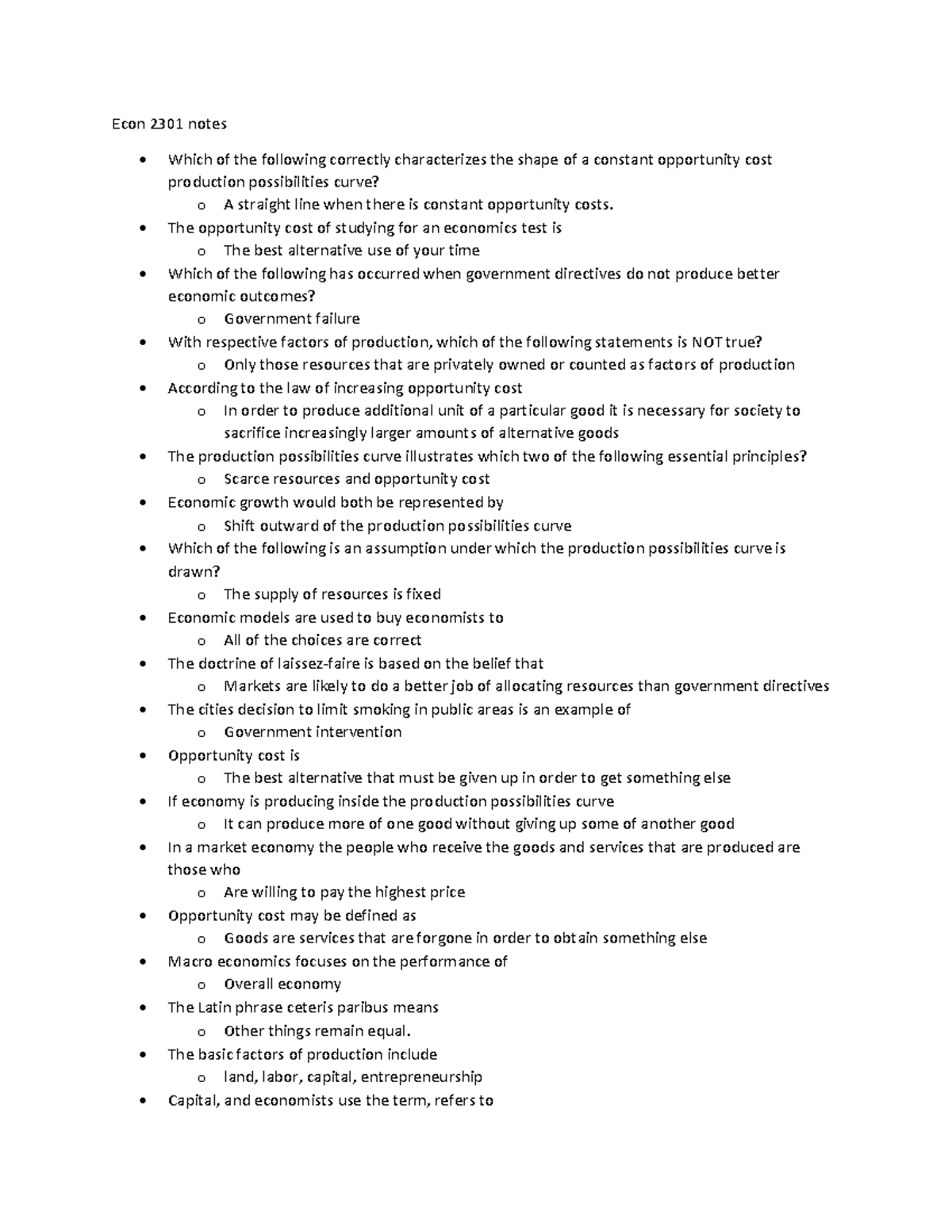 Econ 2301 notes 01 - Econ 2301 notes Which of the following correctly ...