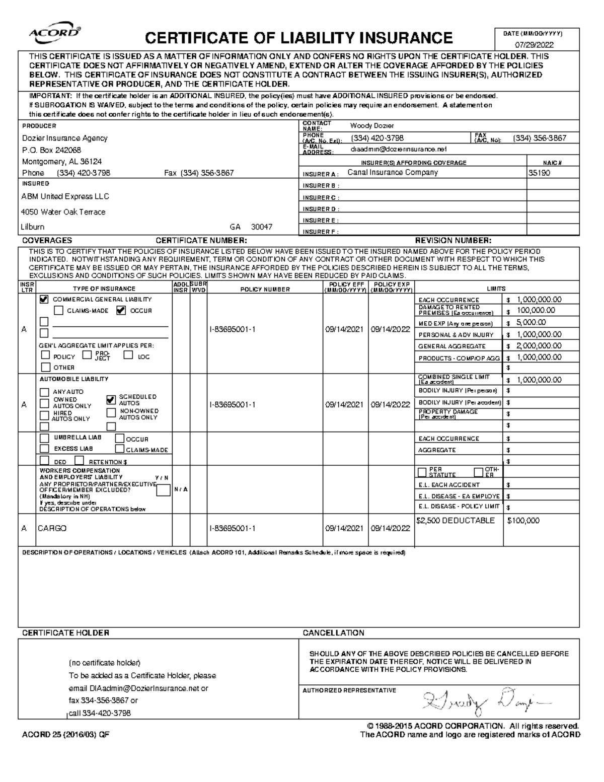 2022 Insurance - This is an excerpt of lecture notes - W o ody Dozier ...