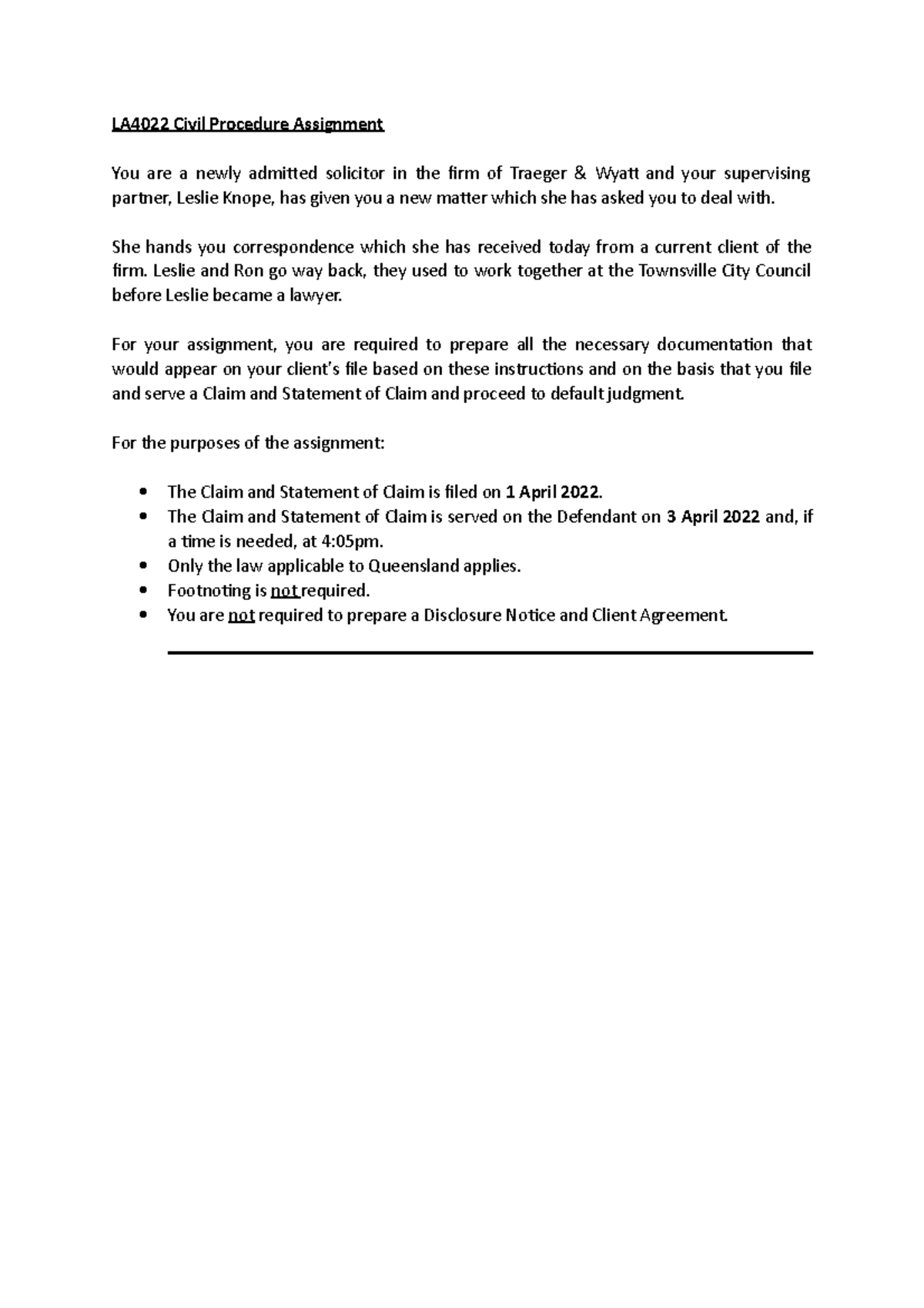 Civil Assignment SP1 2022 - Drafting Assessment - LA4022 Civil ...