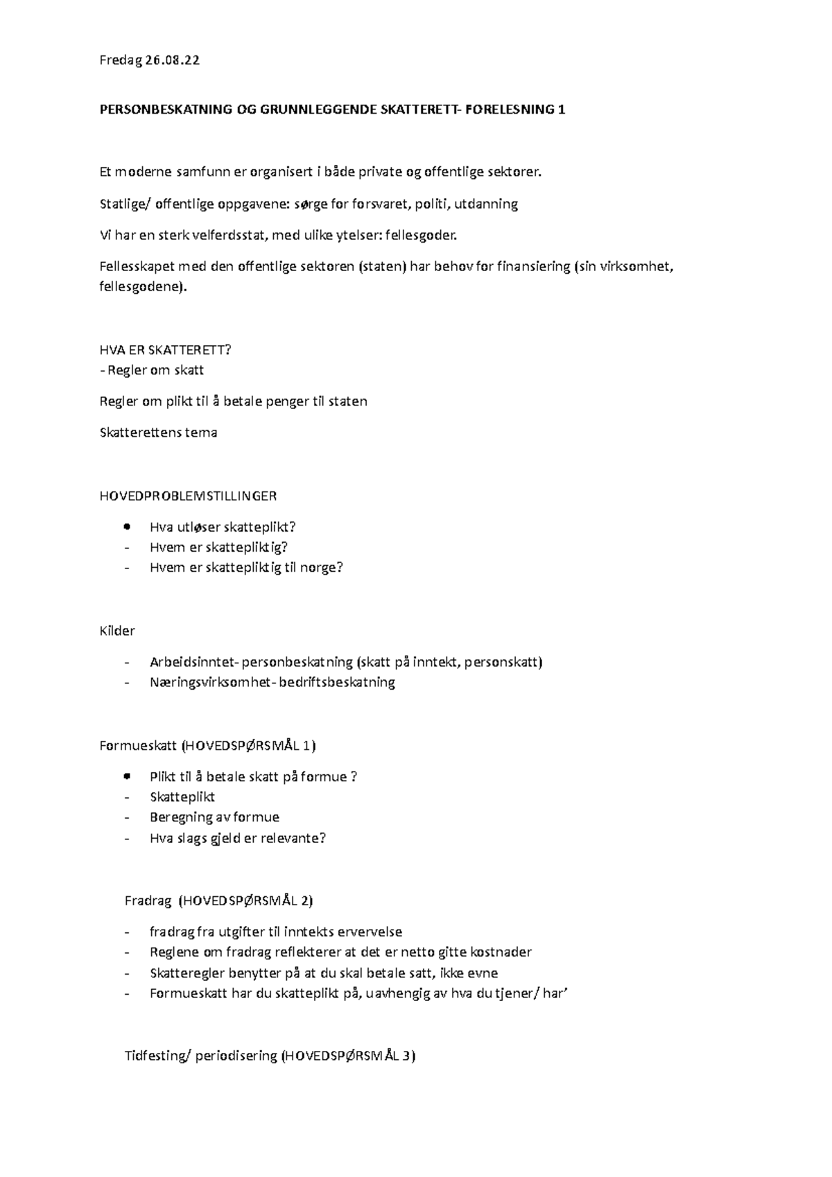 Forelesning 1 - Nyttige notater med praktikum oppgaver - PERSONBESKATNING OG GRUNNLEGGENDE - Studocu