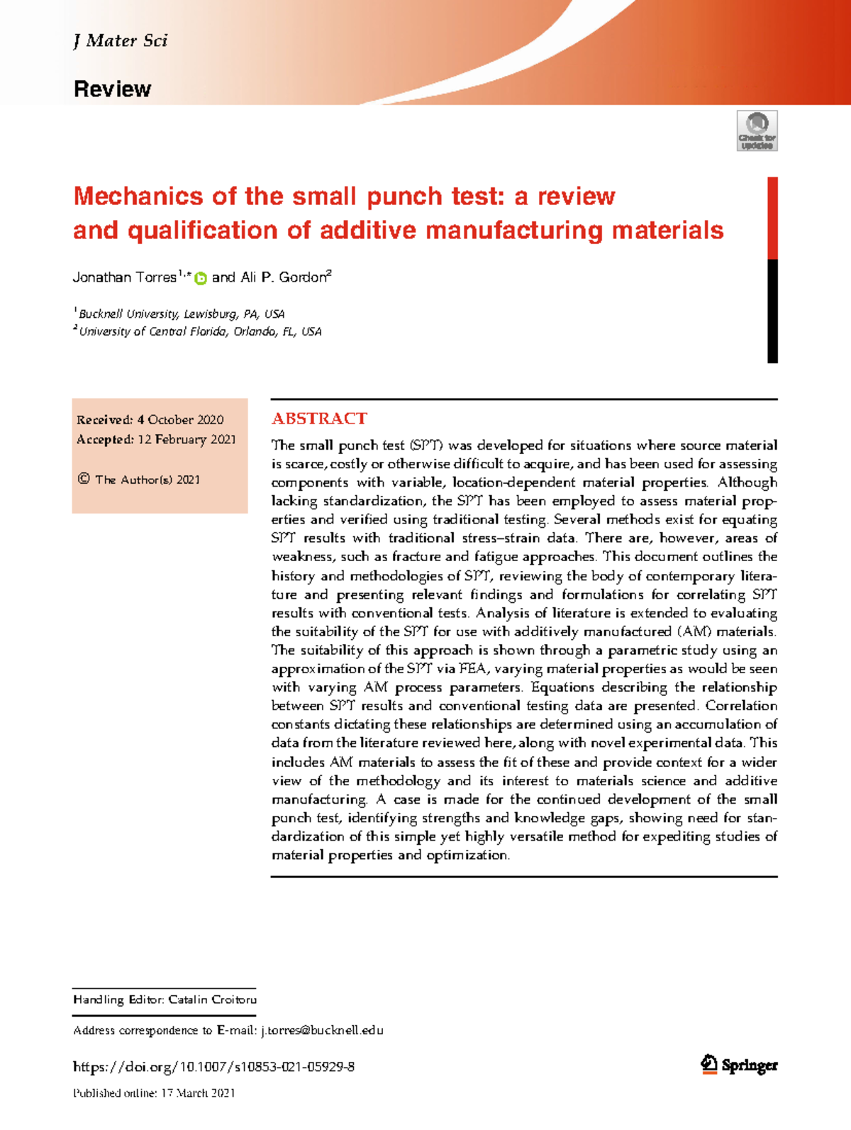 Mechanics of the small punch test a review and qualification of ...