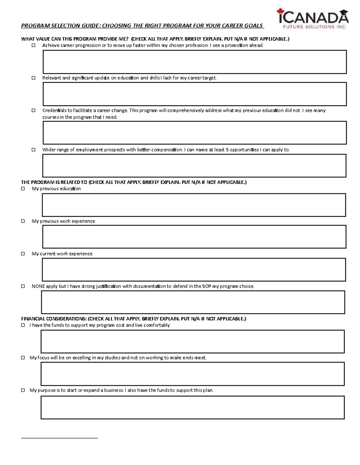 1.1 Program Selection Guide - PROGRAM SELECTION GUIDE: CHOOSING THE ...