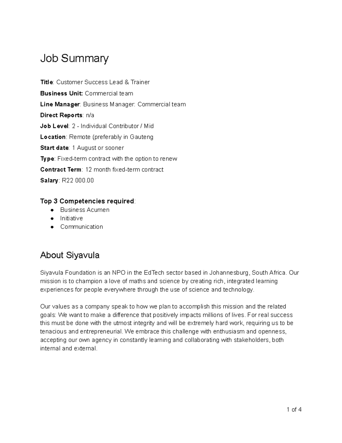 Job description Customer Success Lead & Trainer - July 2024 - Job ...