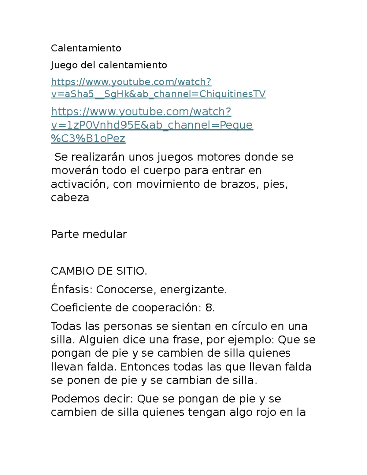 Juegos motores - HOHOOHOHOOHOHHOOHOOHHOH - Calentamiento Juego del ...