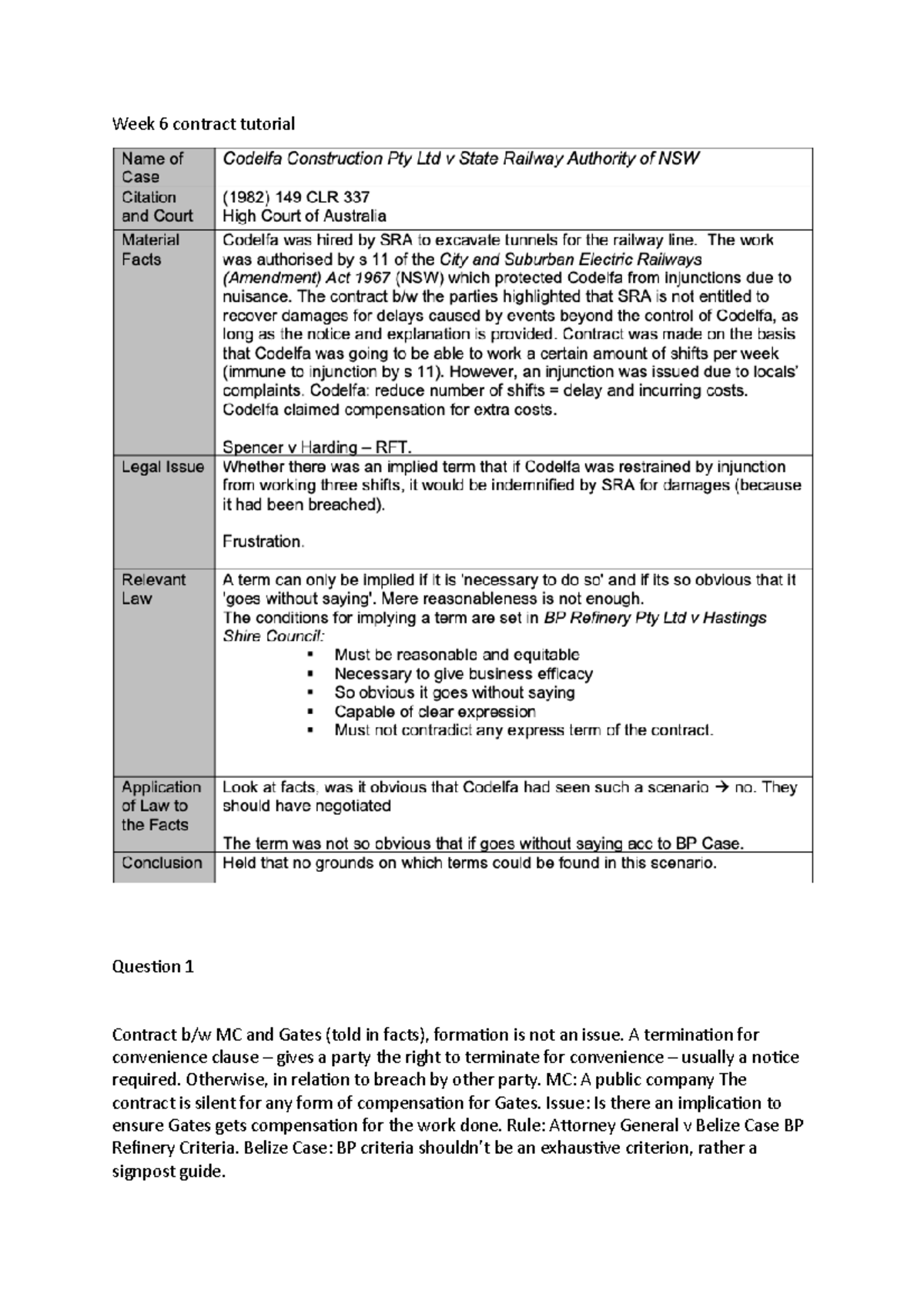 Week 6 contract tutorial - Week 6 contract tutorial Question 1 Contract ...