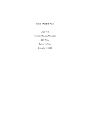 Session 2 Analysis Paper - Session 2 Analysis Paper Logan West Colorado ...