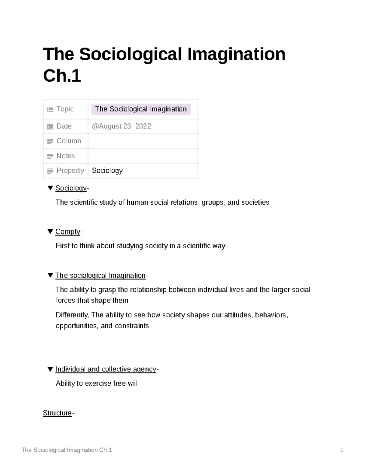 The Sociological Imagination Ch - Topic The Sociological Imagination ...