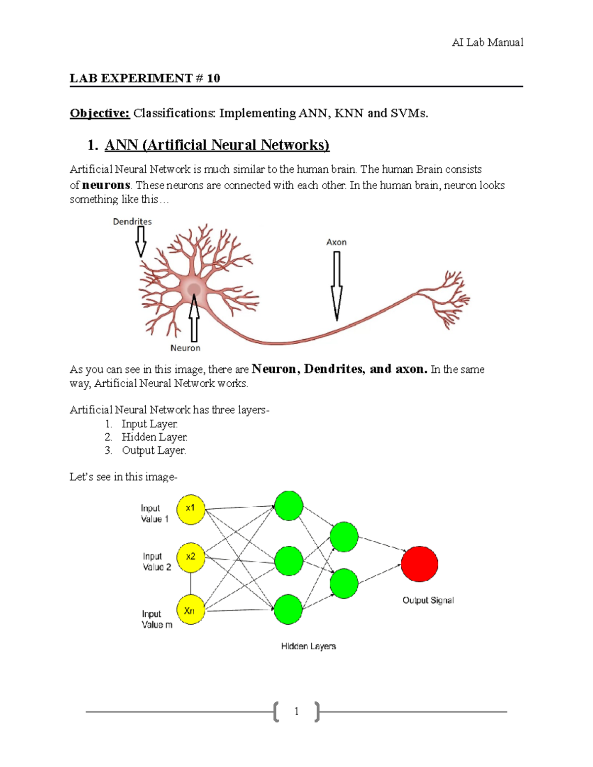 CSC413 - Artificial Intelligence Lab- Classifications: Implementing ANN ...