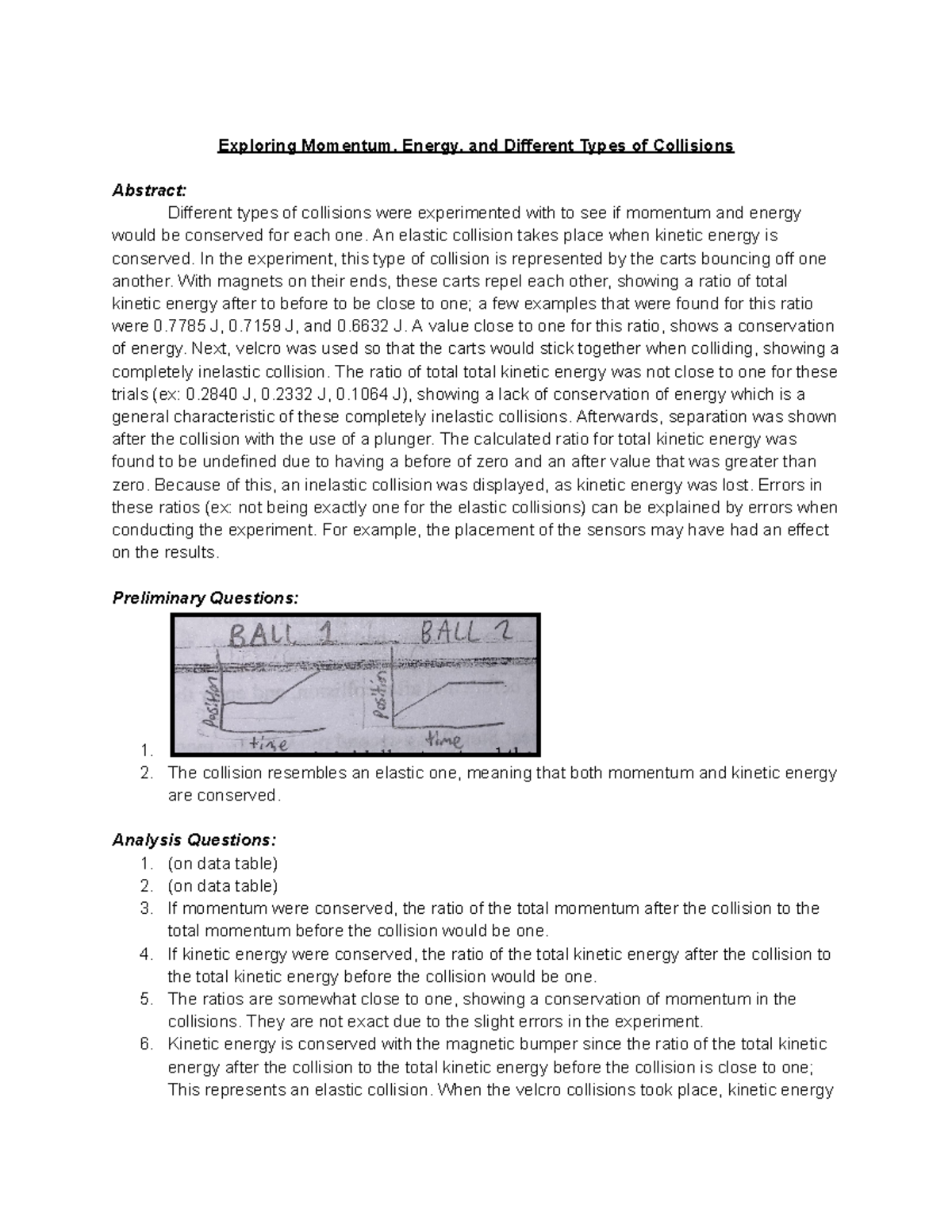 Copy of Momentum, Energy, and Collisions - Google Docs - Exploring ...