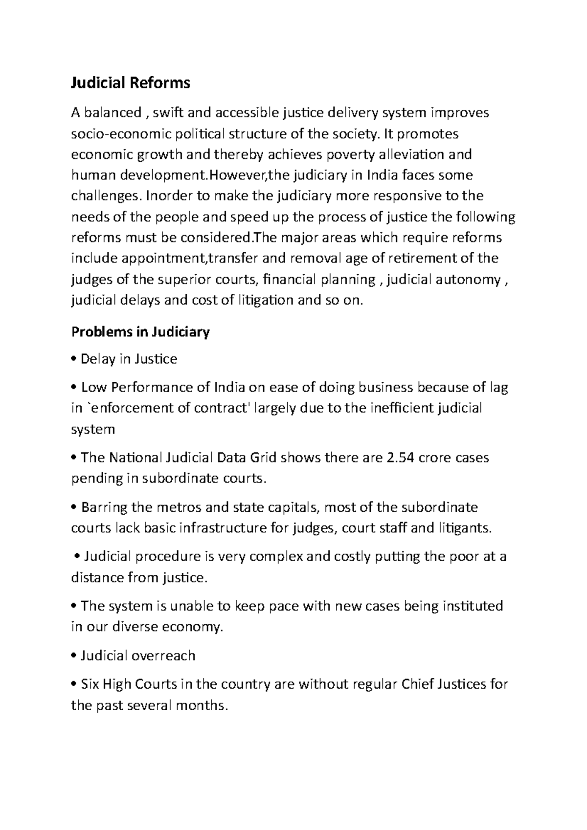 Judicial Reforms - Corruption in Indian judiciary is common. According ...