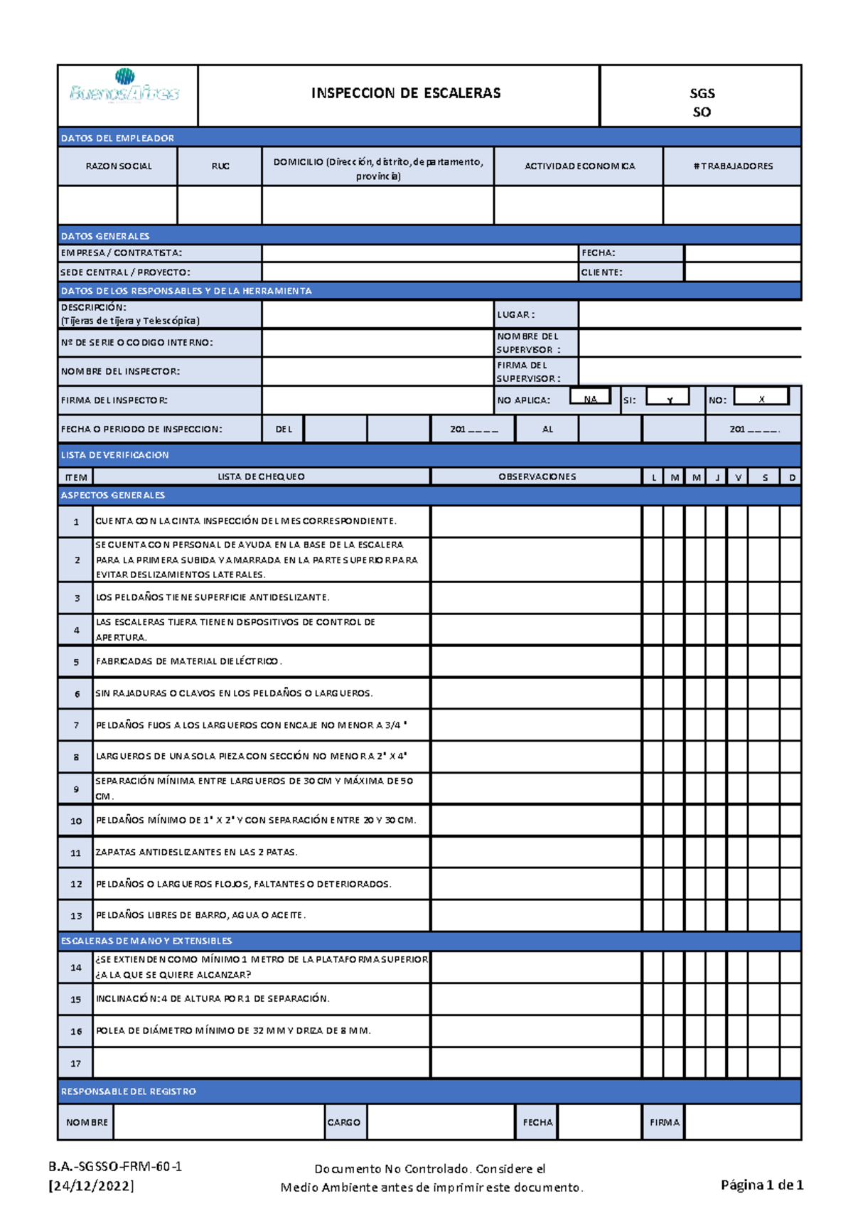 Check List de Escaleras Buenos Aires - INSPECCION DE ESCALERAS SGS SO ...