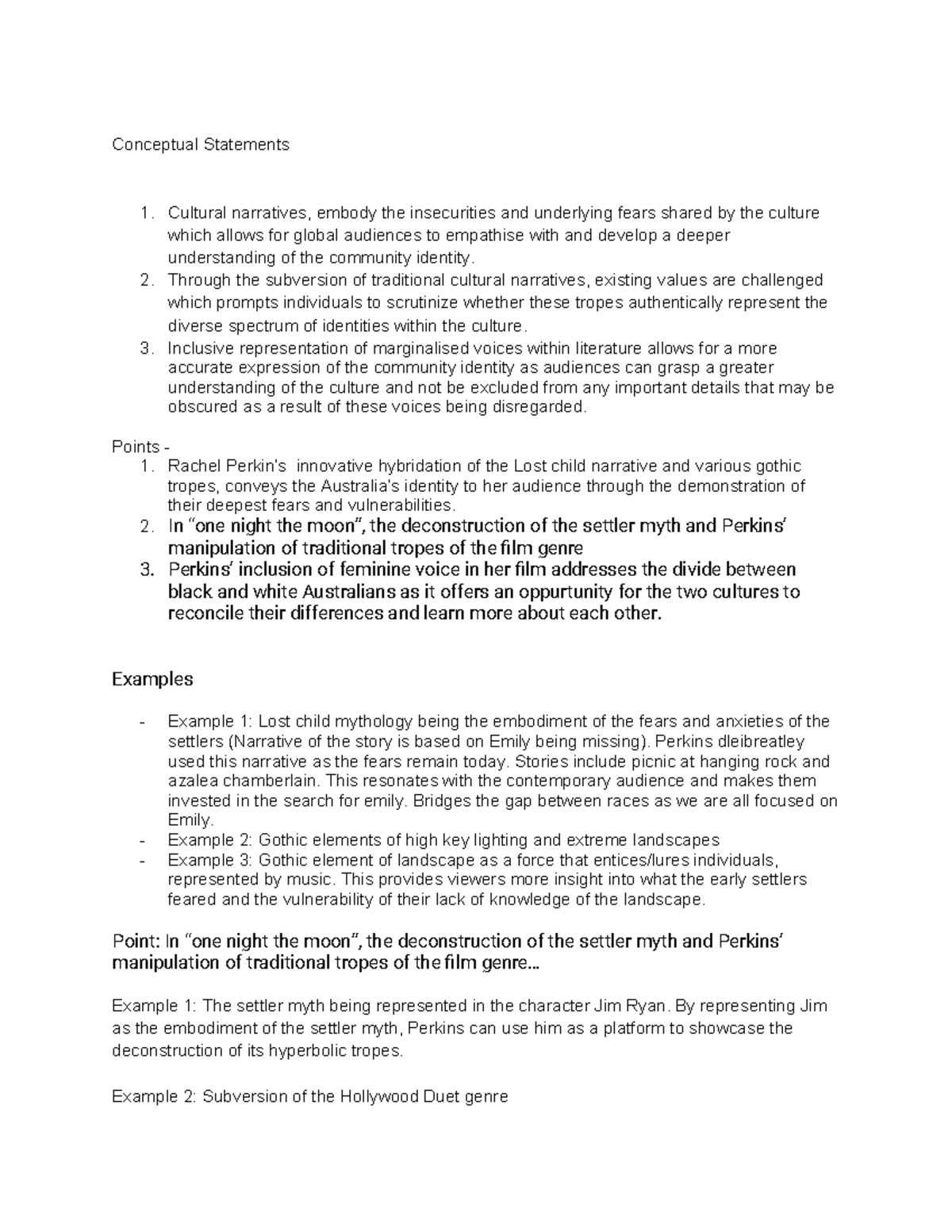 Revision for One Night The Moon Essay - Conceptual Statements 1 ...