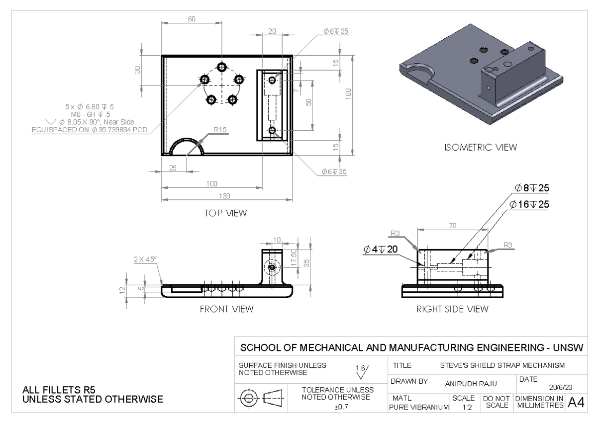 Sample TEST CAD Drawing - MATL 1: SCALE MILLIMETRES 20/6/ TITLE ANIRUDH ...