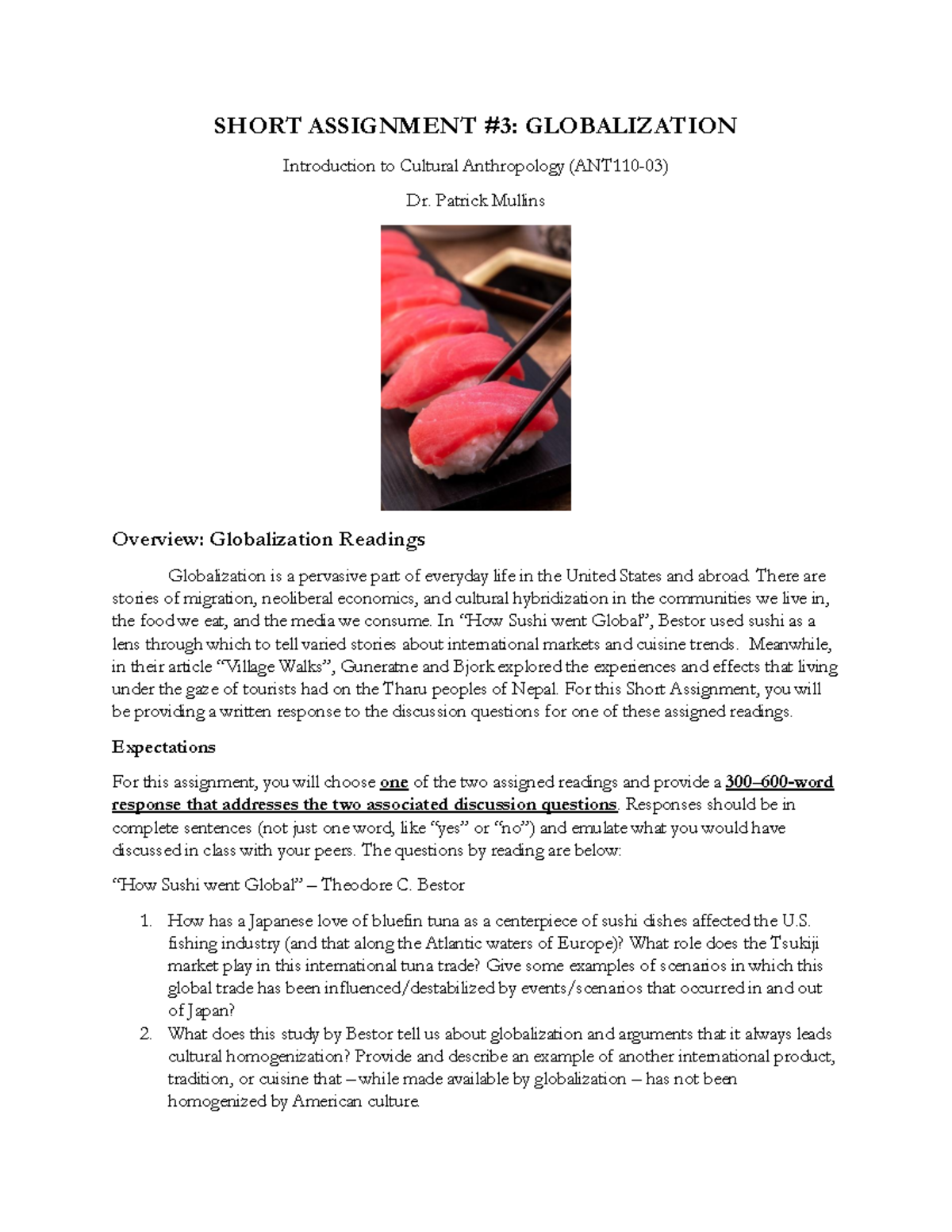 Globalization Article Response - SHORT ASSIGNMENT #3: GLOBALIZATION ...