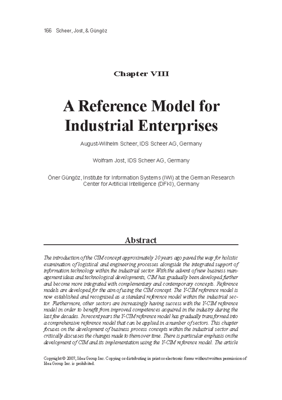 YCIM Reference Model module 1 - 166 Scheer, Jost, & Güngöz Copyright ...