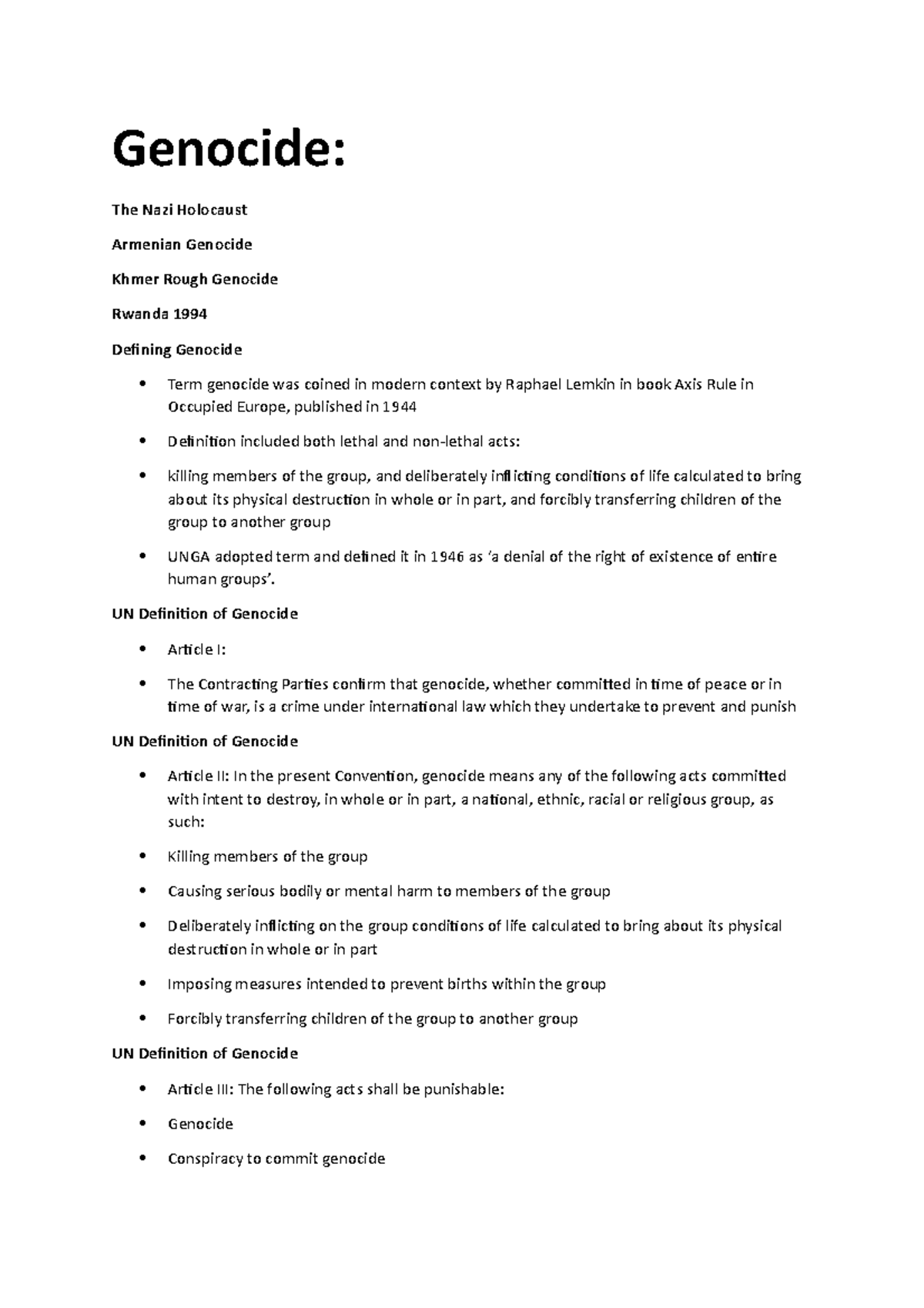 Genocide - Lecture notes 2 - Genocide: The Nazi Holocaust Armenian ...