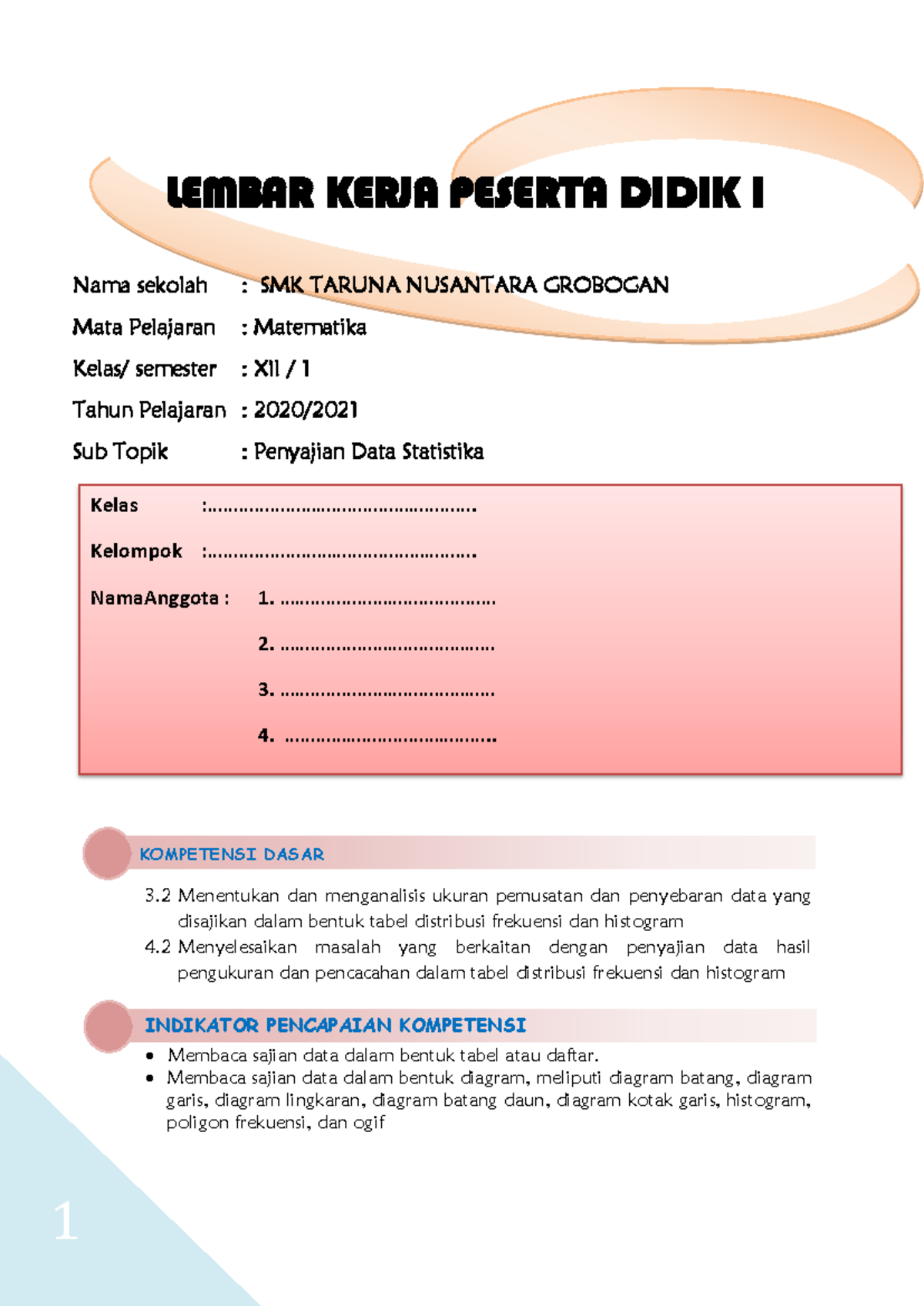 Materi - mtk - ####### KOMPETENSI DASAR 3 Menentukan dan menganalisis ...