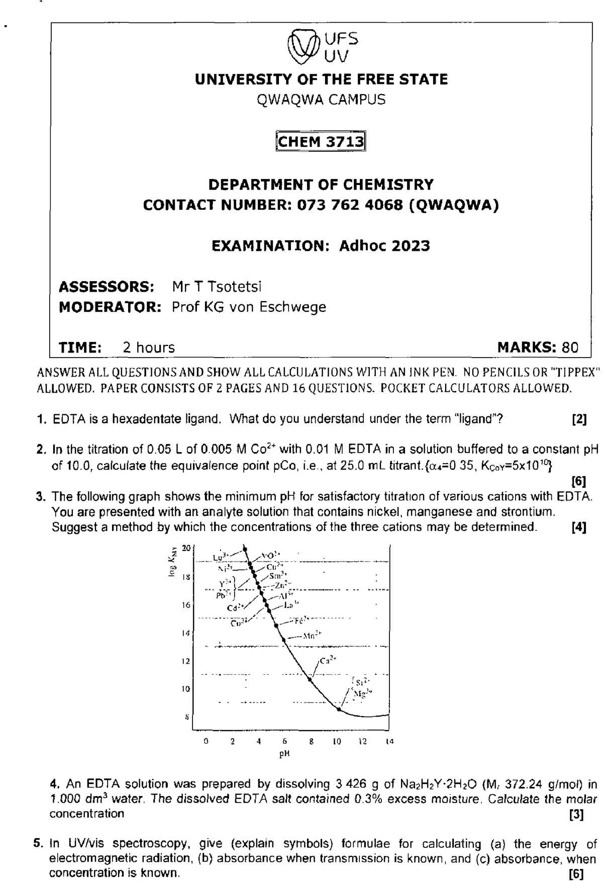 321Z78W 001ML8890000 E35 - UFS UV UNIVERSITY OF THE FREE STATE QWAQWA ...