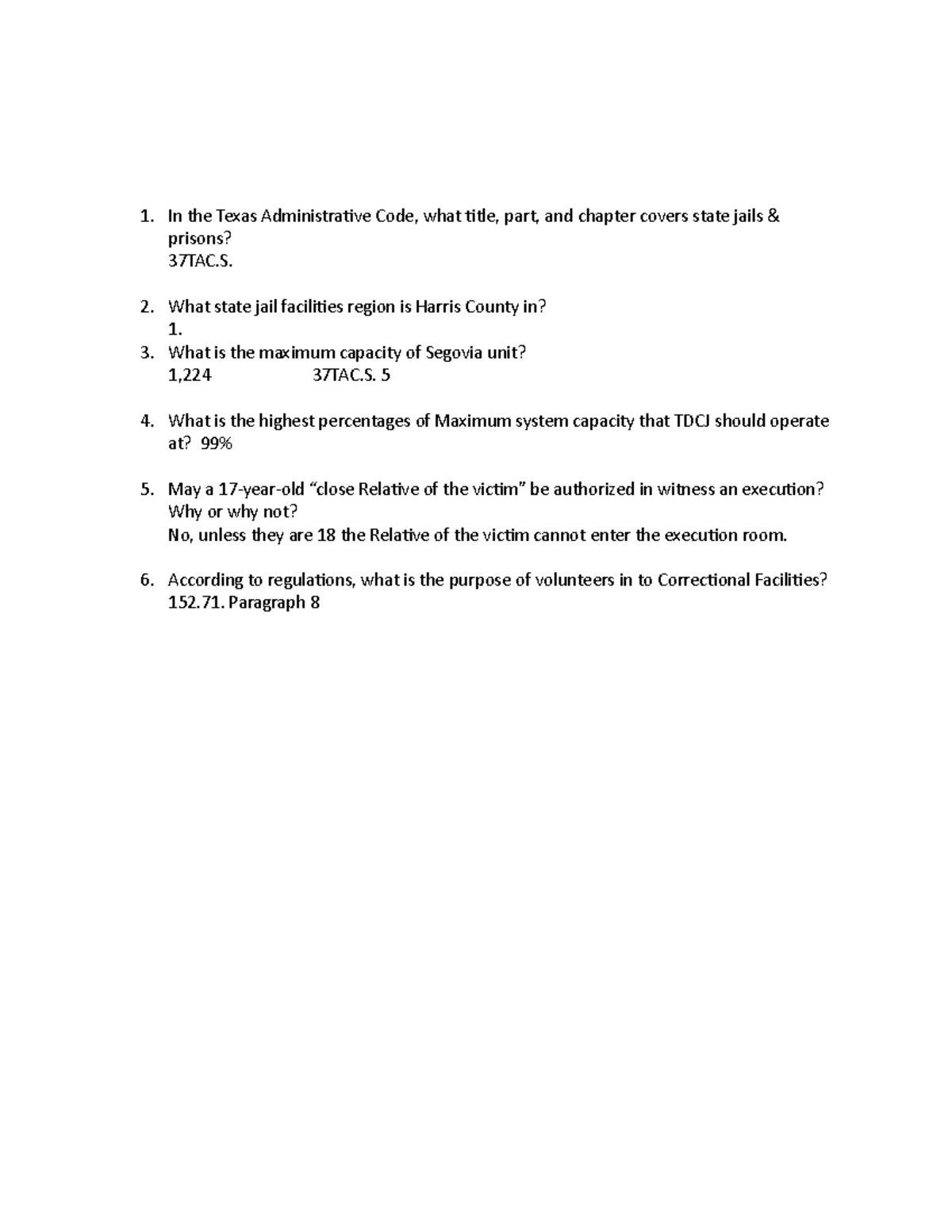 Leal Aspects of Corrections - In the Texas Administrative Code, what ...
