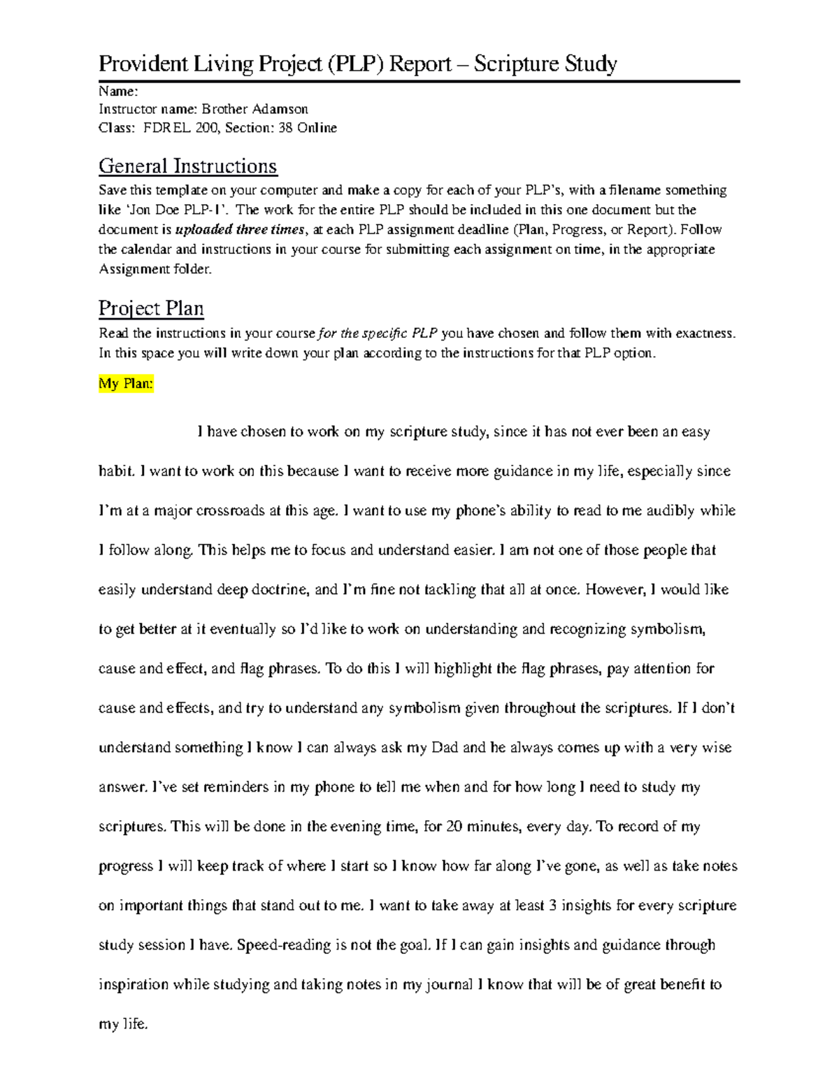 PLP - first provident living plan outline - Provident Living Project ...