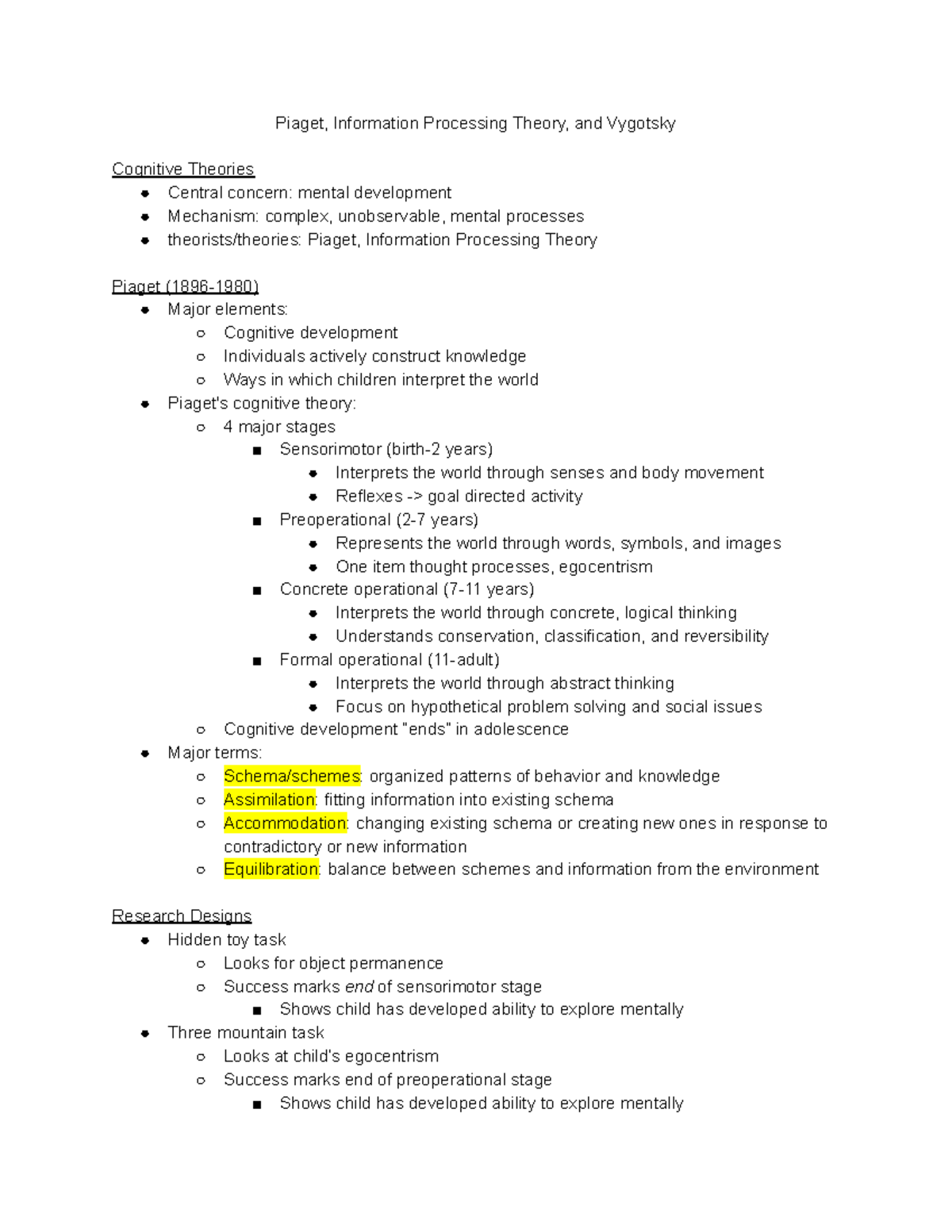 Piaget, Information Processing Theory, and Vygotsky - conservation ...