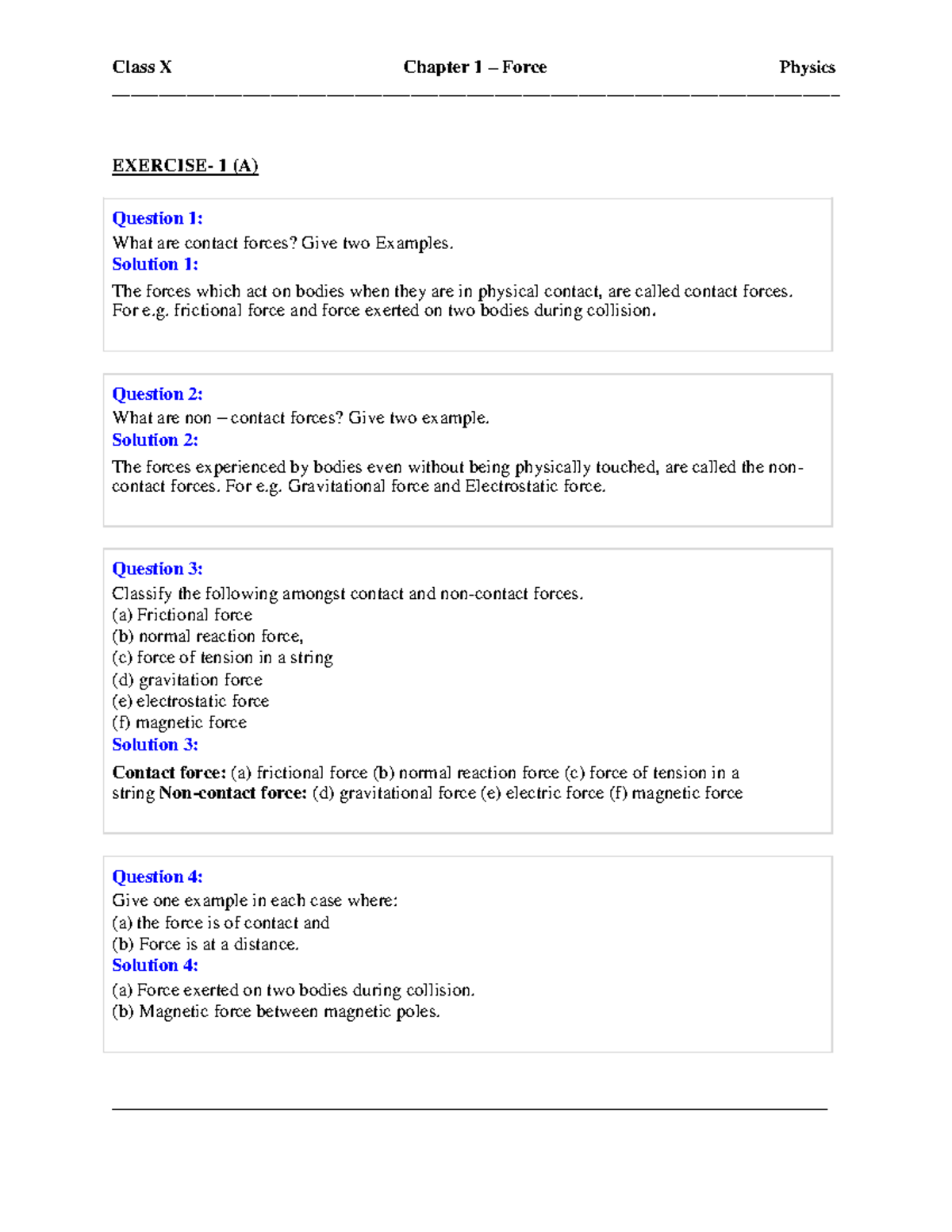 Force - ______________________________________________________________________________ EXERCISE ...